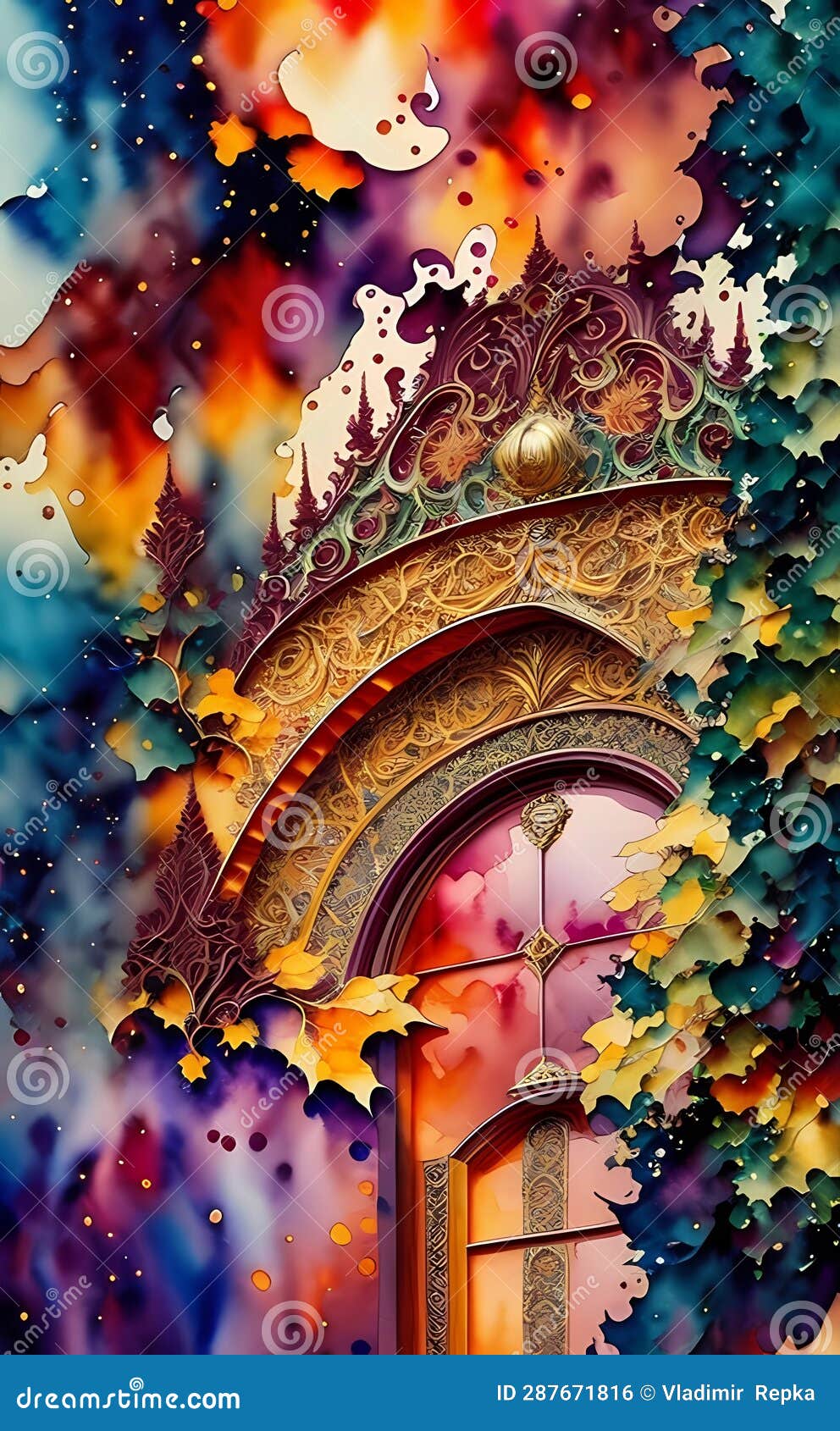 The Lost Gate- AI Generated Ar Stock Illustration - Illustration of ...