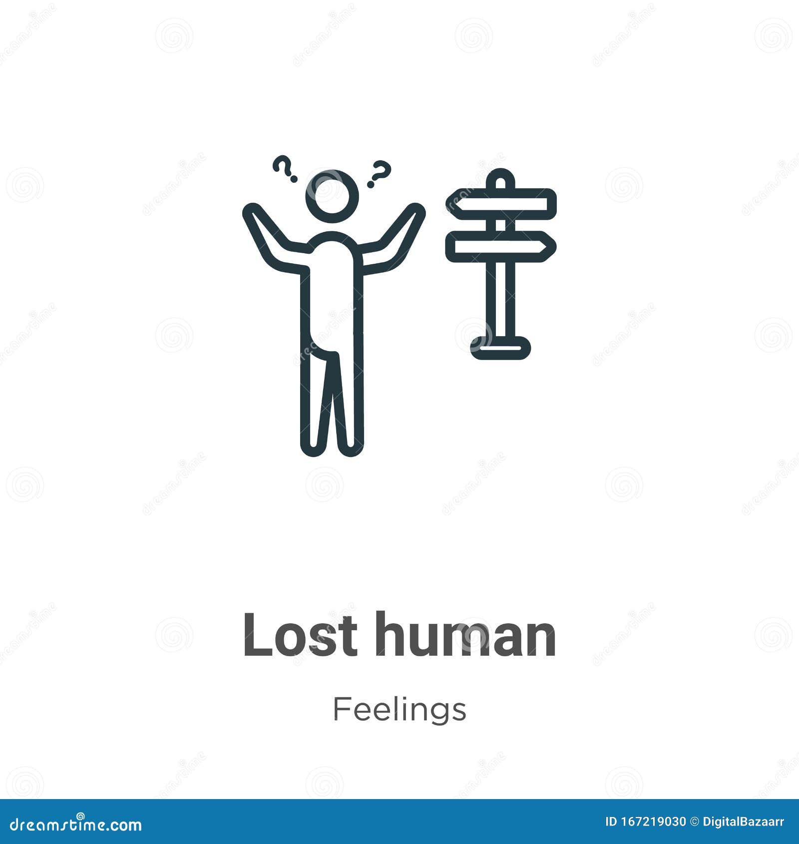 Lost Human Outline Vector Icon. Thin Line Black Lost Human Icon, Flat ...