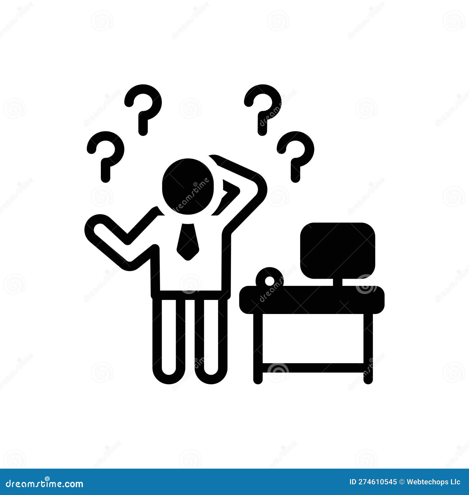 Black Solid Icon for Lost, Missing and Unsure Stock Vector ...