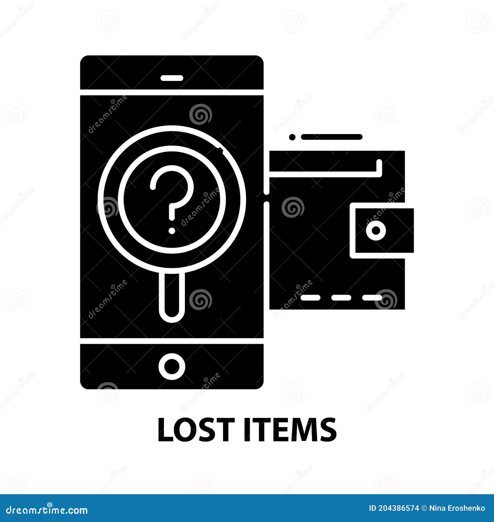 Lost Items Icon, Black Vector Sign with Editable Strokes, Concept ...