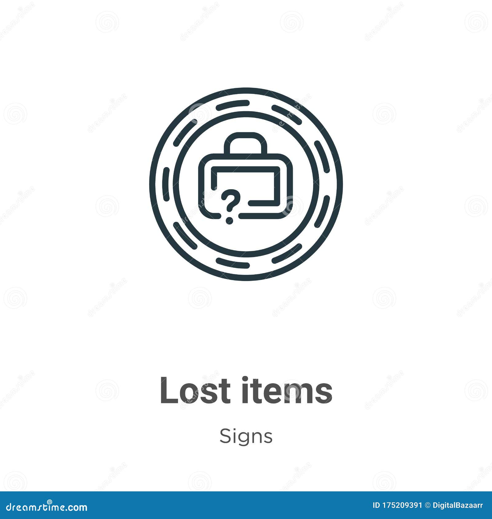 Lost Items Outline Vector Icon. Thin Line Black Lost Items Icon, Flat ...