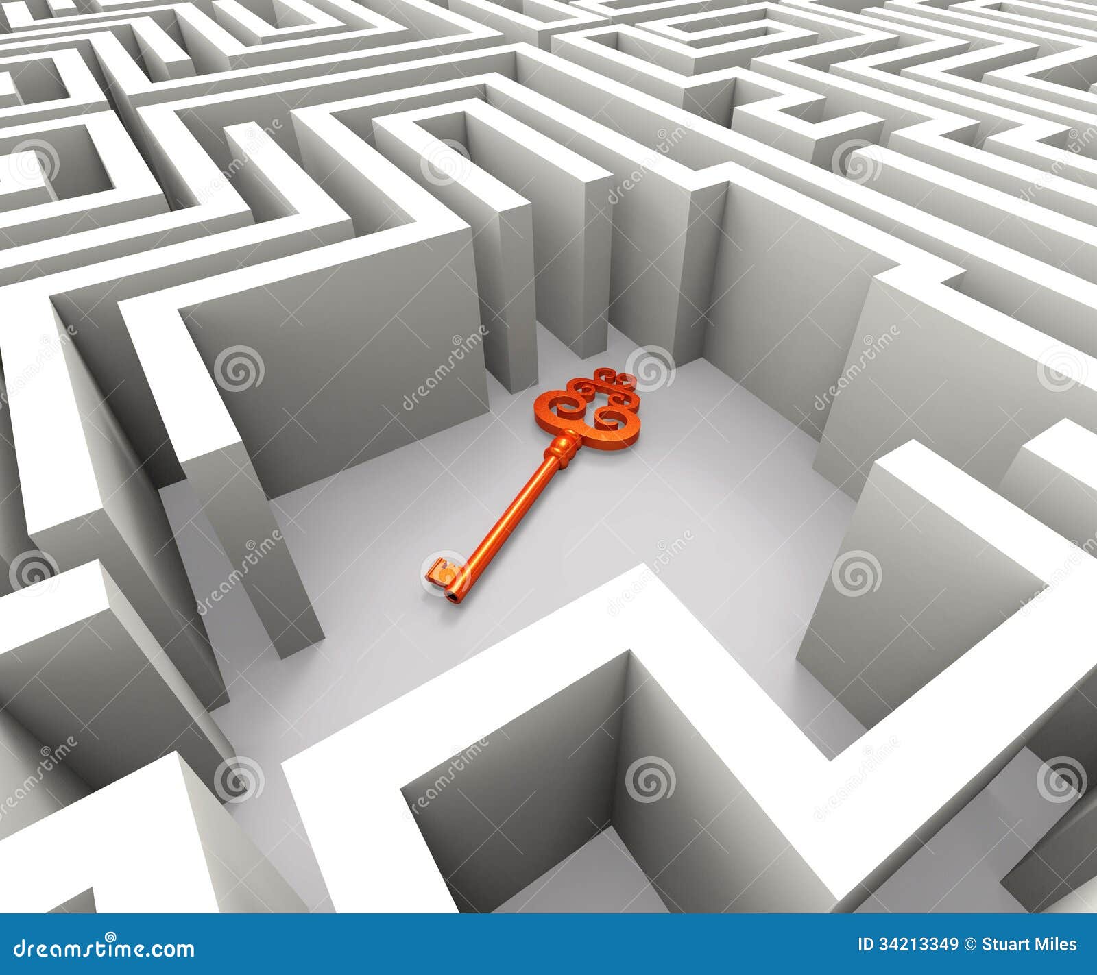 Lost Key in Maze Shows Security Solution Stock Illustration ...