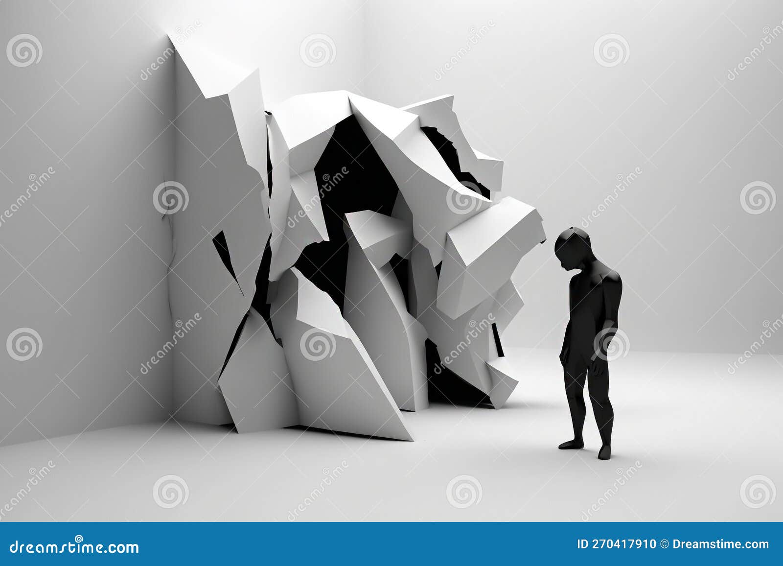 Lost Man Black and White Art Illustration Generative AI Stock ...