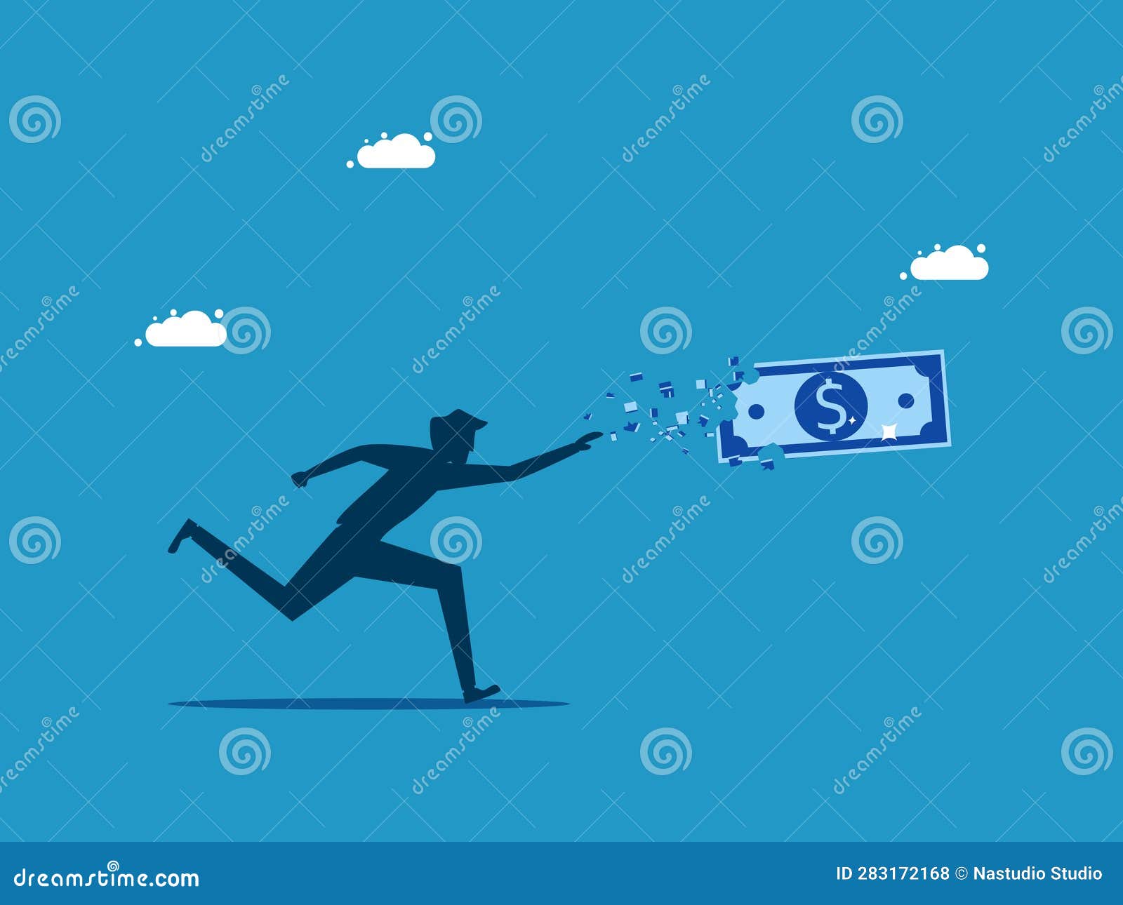 Lost Money. Man Running after Lost Money Stock Vector - Illustration of ...