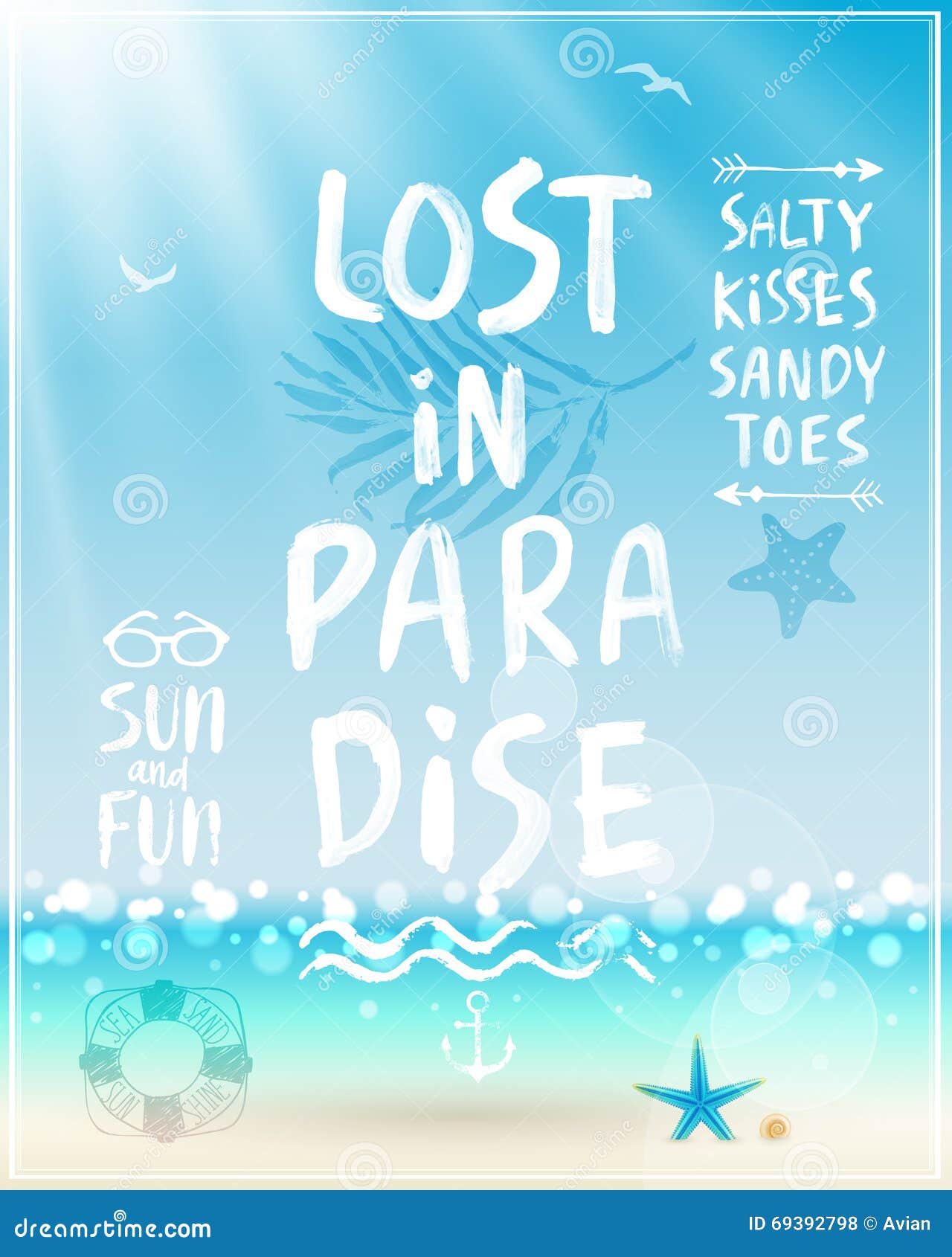 Lost in Paradise Poster with Handwritten Calligraphy. Stock Vector ...