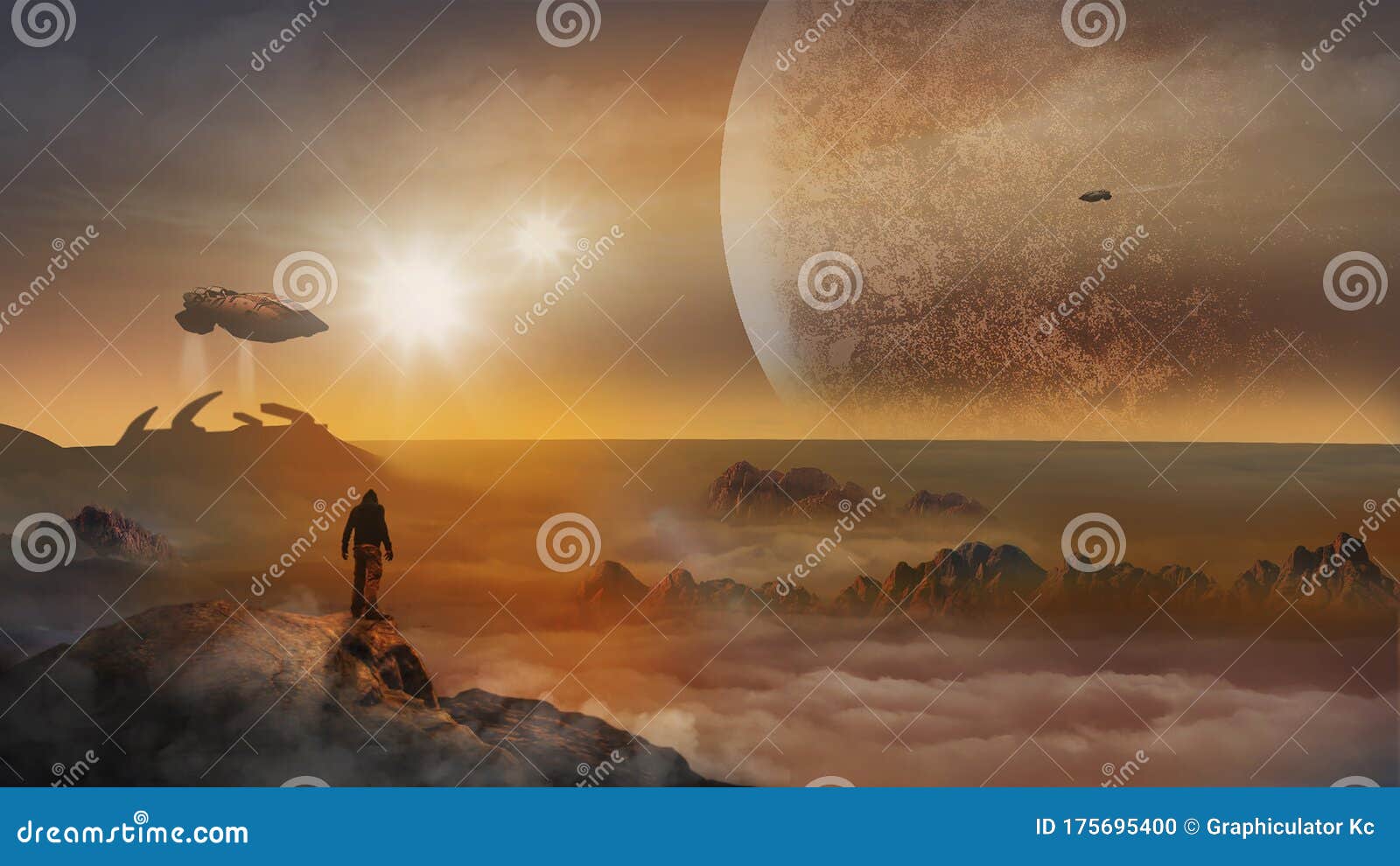 Lost in a Parallel World. Planet with Two Suns Stock Illustration ...