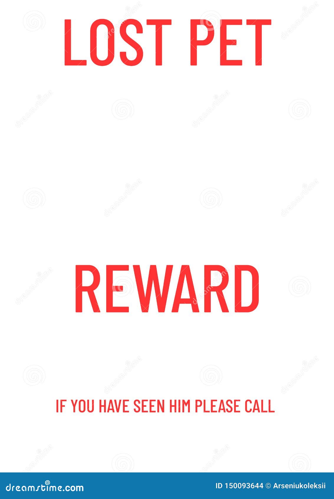 Lost pet poster template. stock vector. Illustration of wanted - 150093644