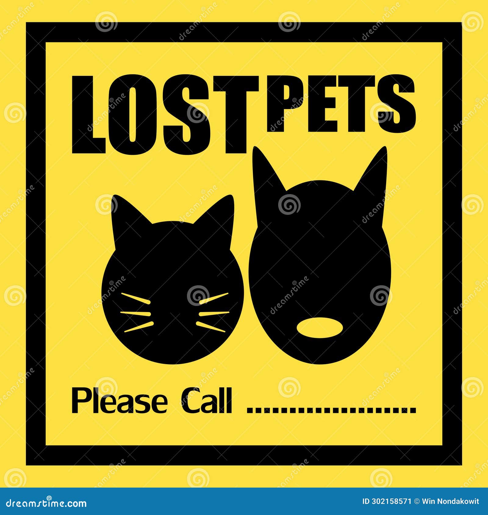 Lost pets announcing sign stock vector. Illustration of disappear ...
