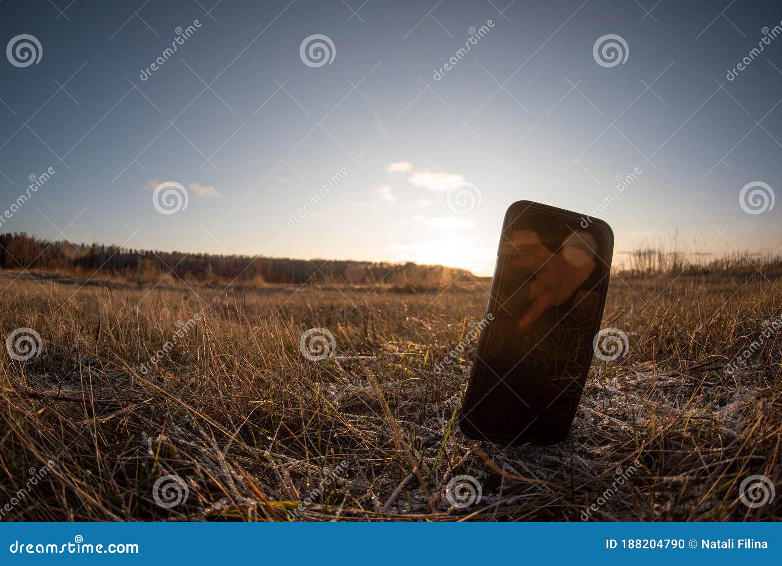 Lost phone stock photo. Image of coverage, meadow, hand - 188204790