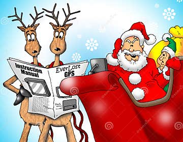 Lost Santa with GPS stock illustration. Illustration of confusion ...