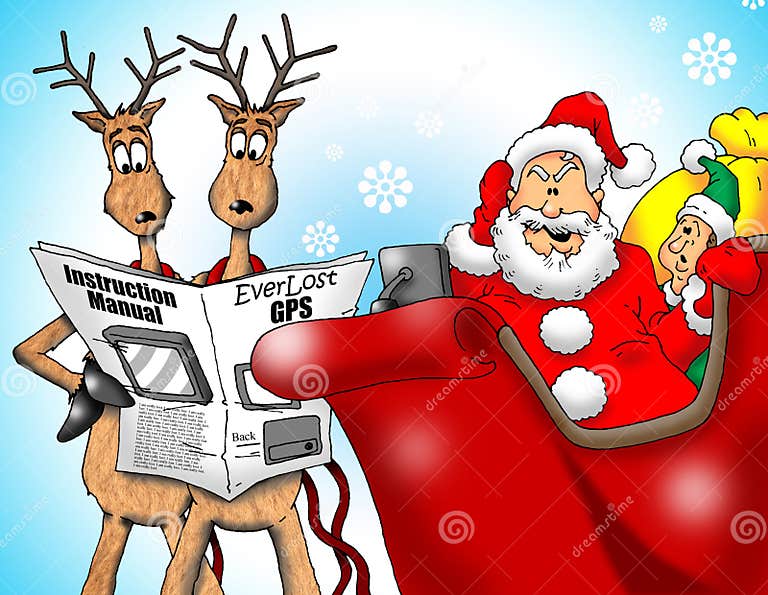 Lost Santa with GPS stock illustration. Illustration of confusion ...