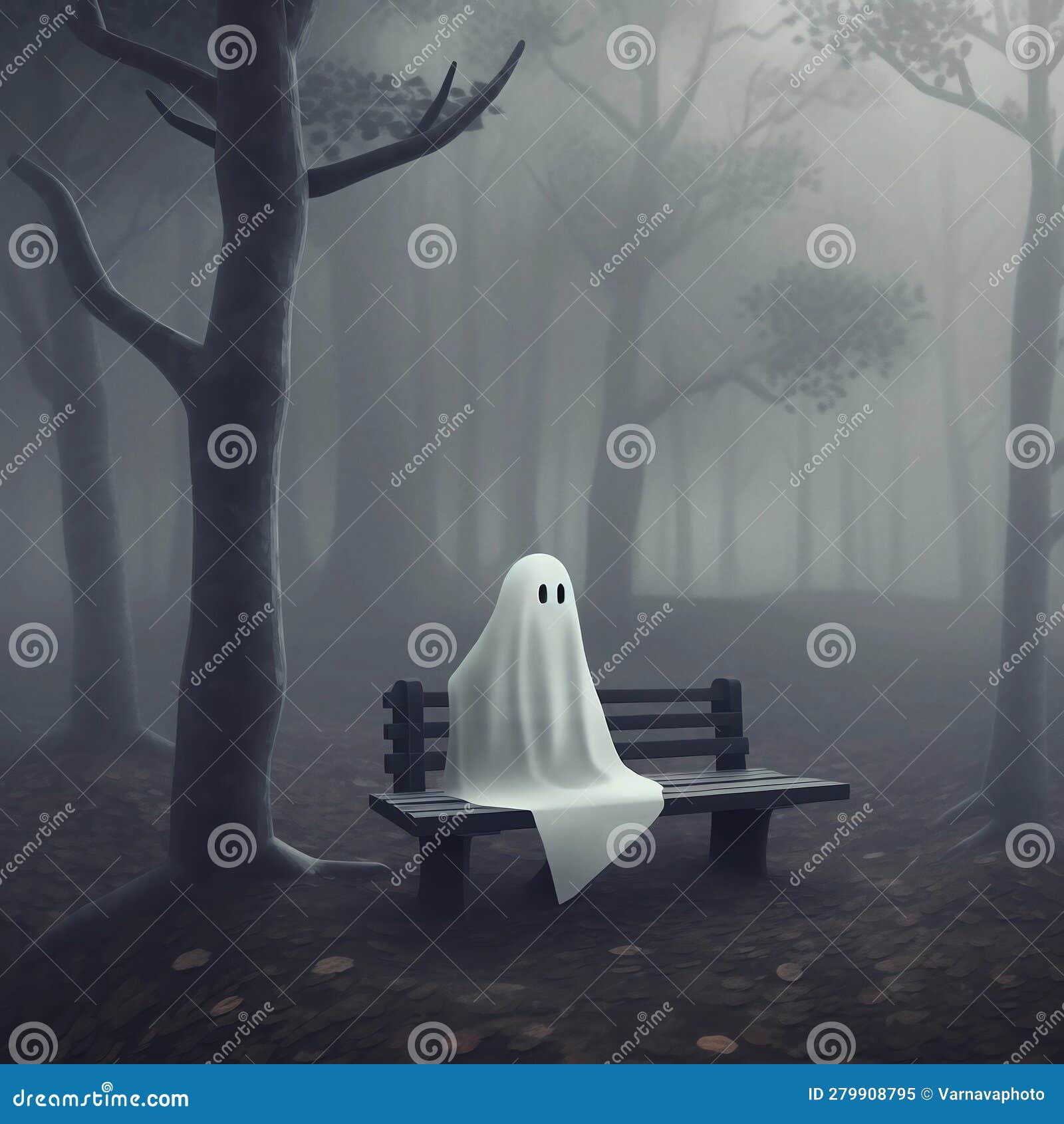 Lost in Solitude: a Lonely Sad Ghost in the Evening Forest. AI ...