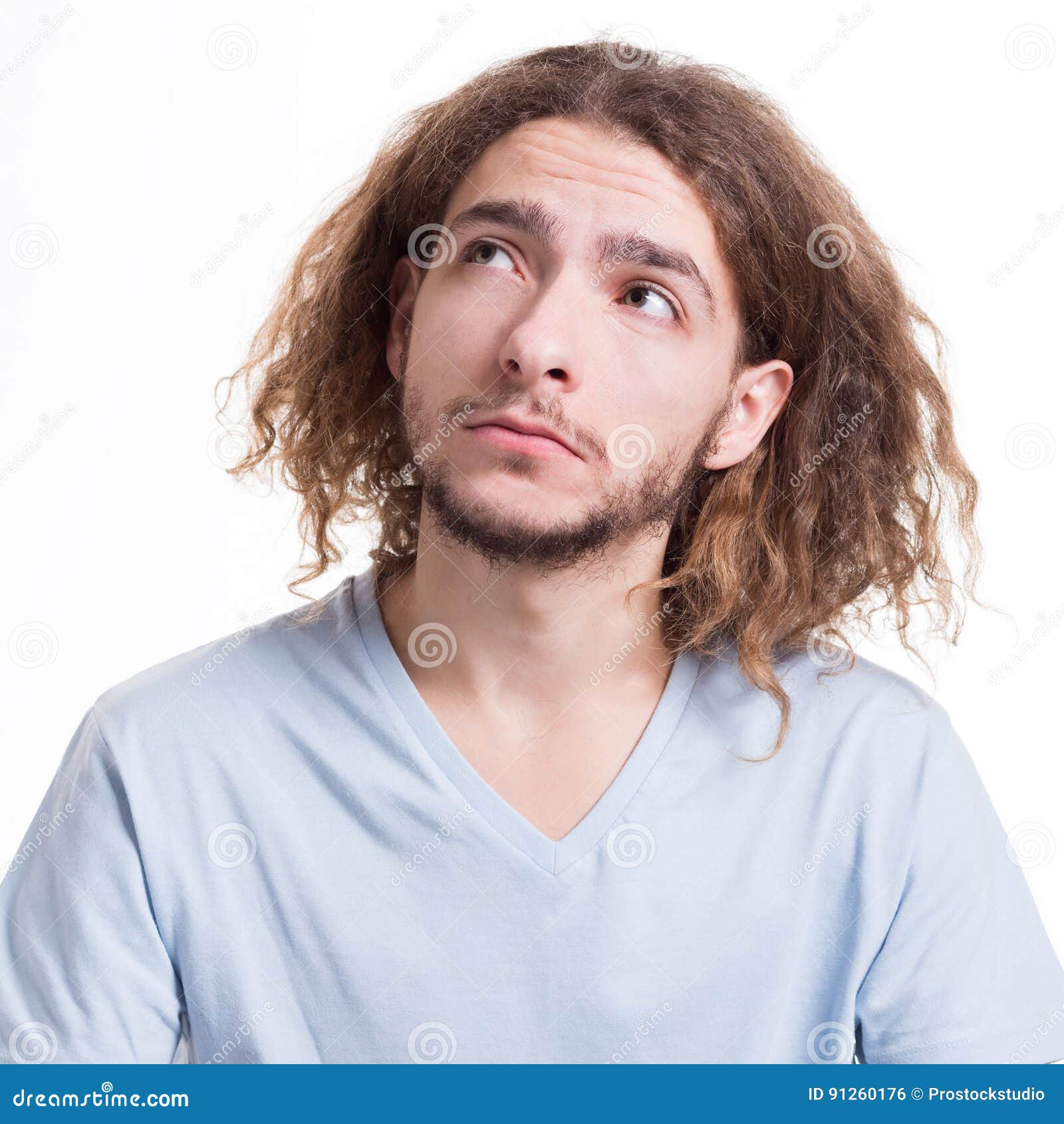 Lost in Thoughts, Man with Pensive Thoughtful Face Stock Photo - Image ...