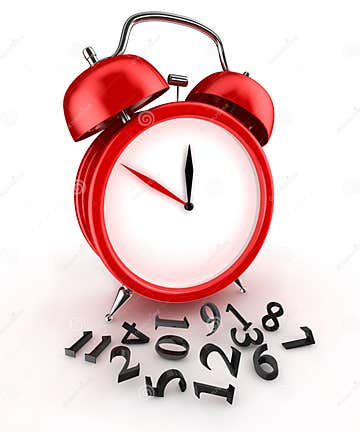 Lost Time. Red Alarm Clock 3d. on White Stock Illustration ...