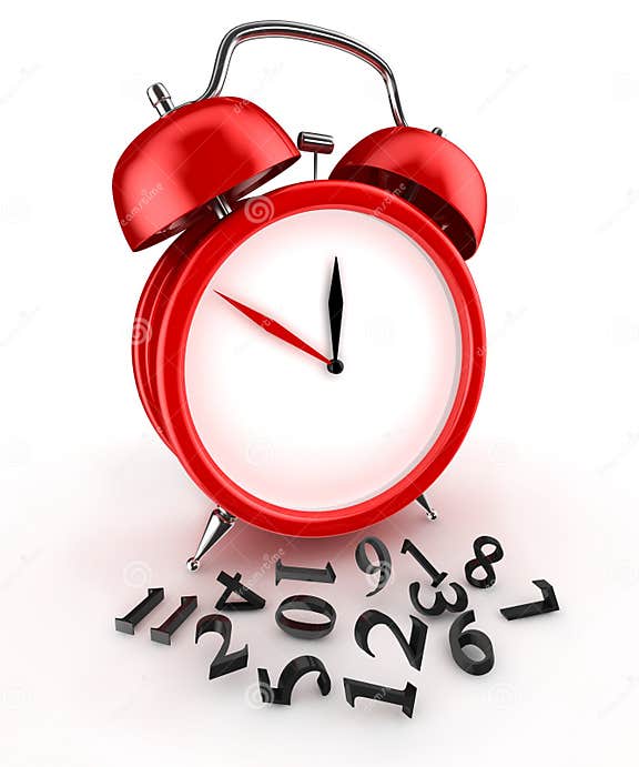 Lost Time. Red Alarm Clock 3d. on White Stock Illustration ...