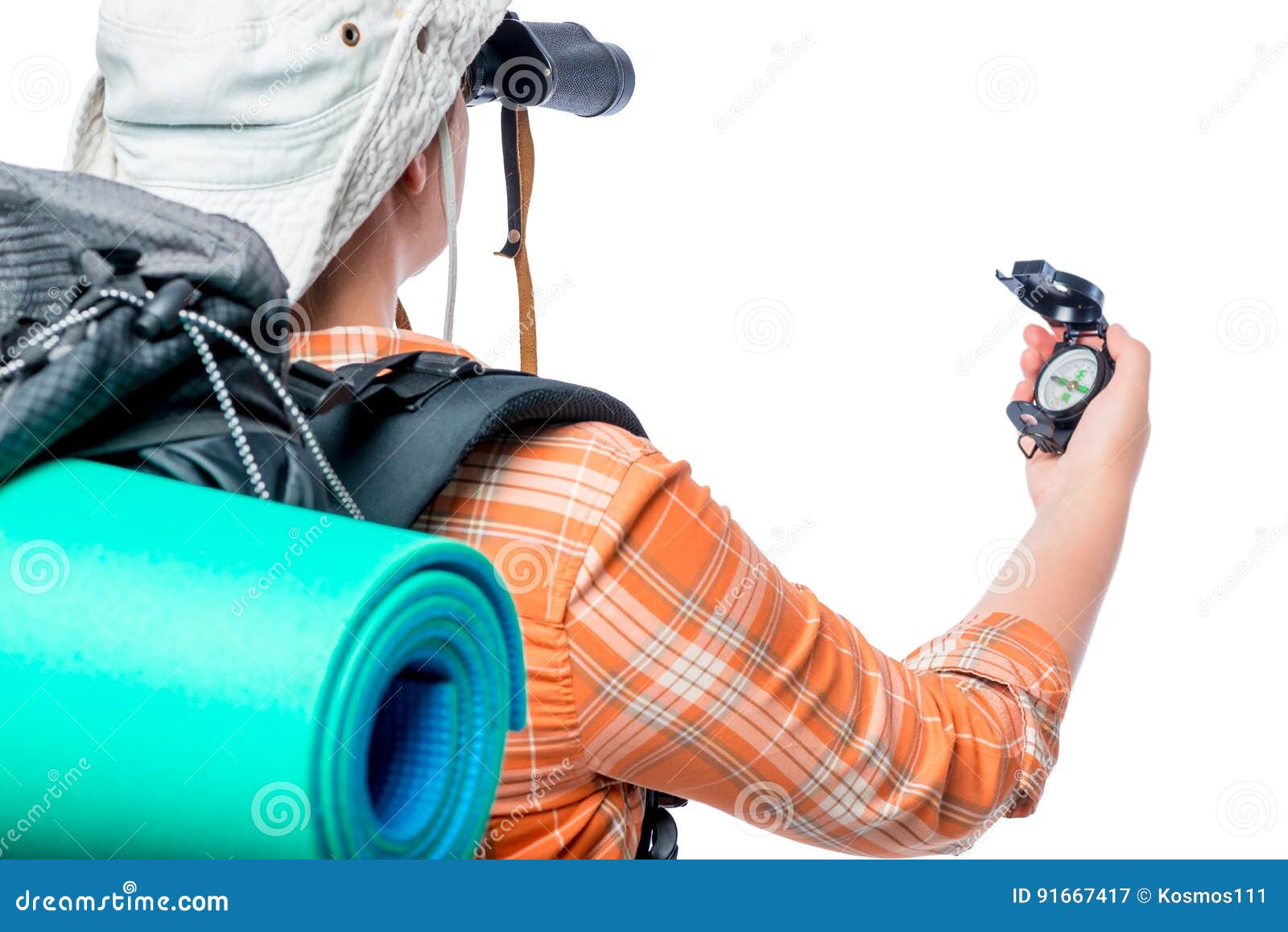 Lost Tourist with a Compass Hand on a White Stock Image - Image of hike ...