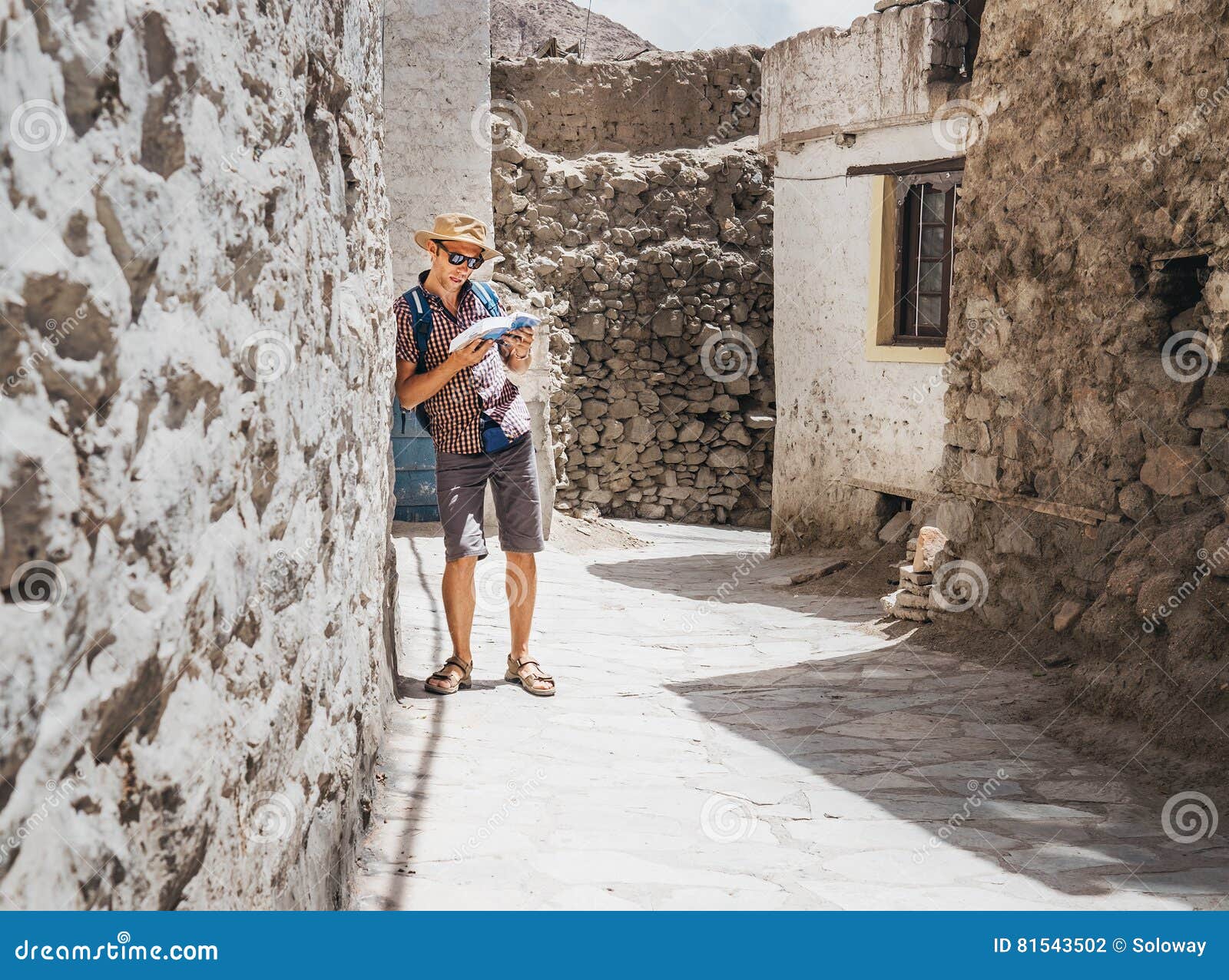 Lost Tourist with Guide Book on Unknown Asian Street Stock Photo ...