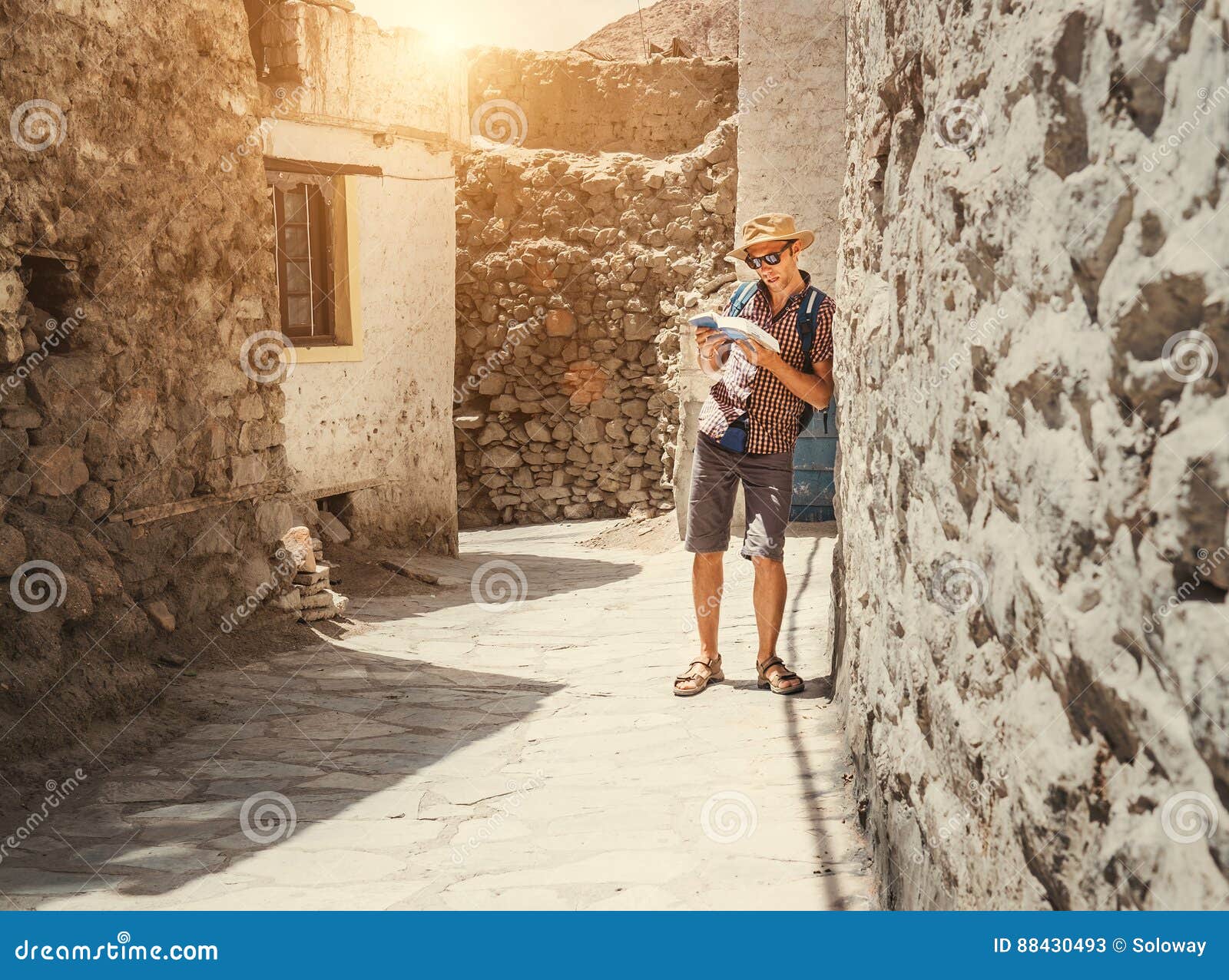Lost Tourist with Guide Book on Unknown Asian Street Stock Image ...