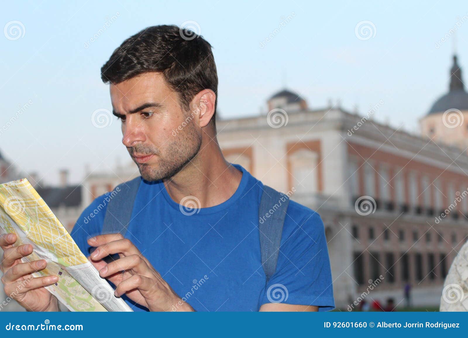 Lost Tourist Using Map during Vacation Stock Photo - Image of portrait ...