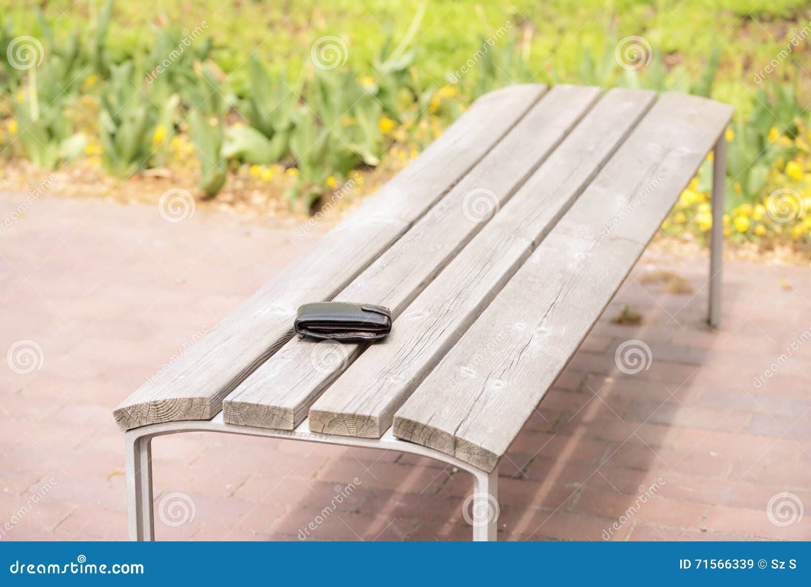 Lost wallet on empty bench stock image. Image of luck - 71566339