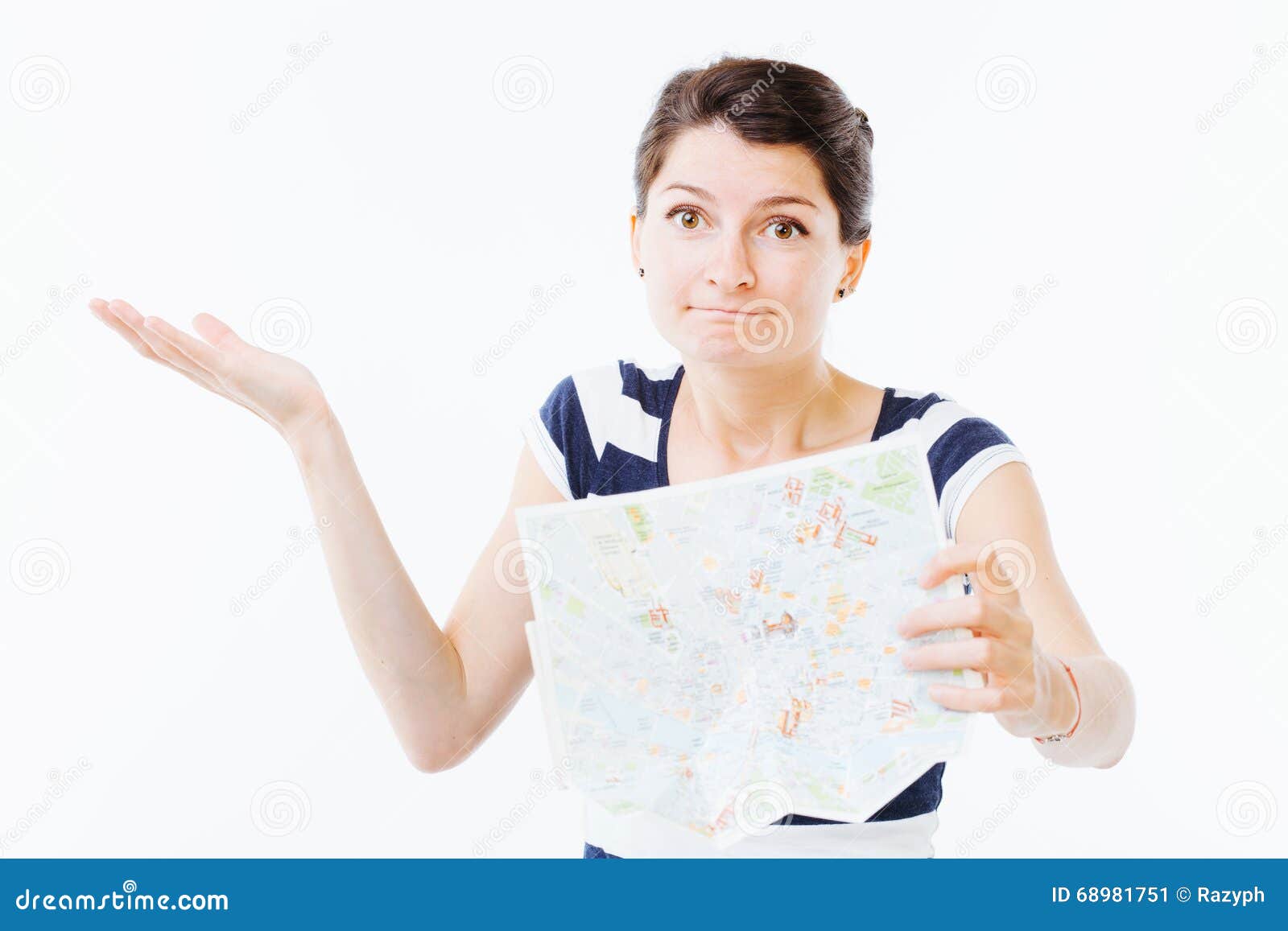 Lost woman with map stock image. Image of gesture, caucasian - 68981751
