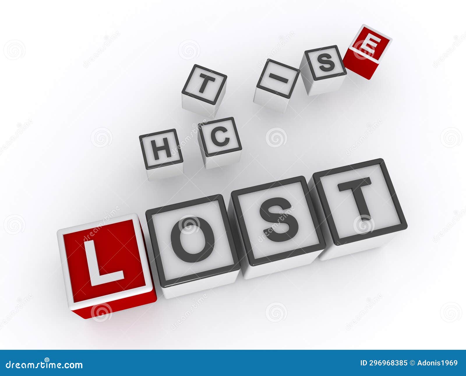 Lost word block on white stock illustration. Illustration of white ...