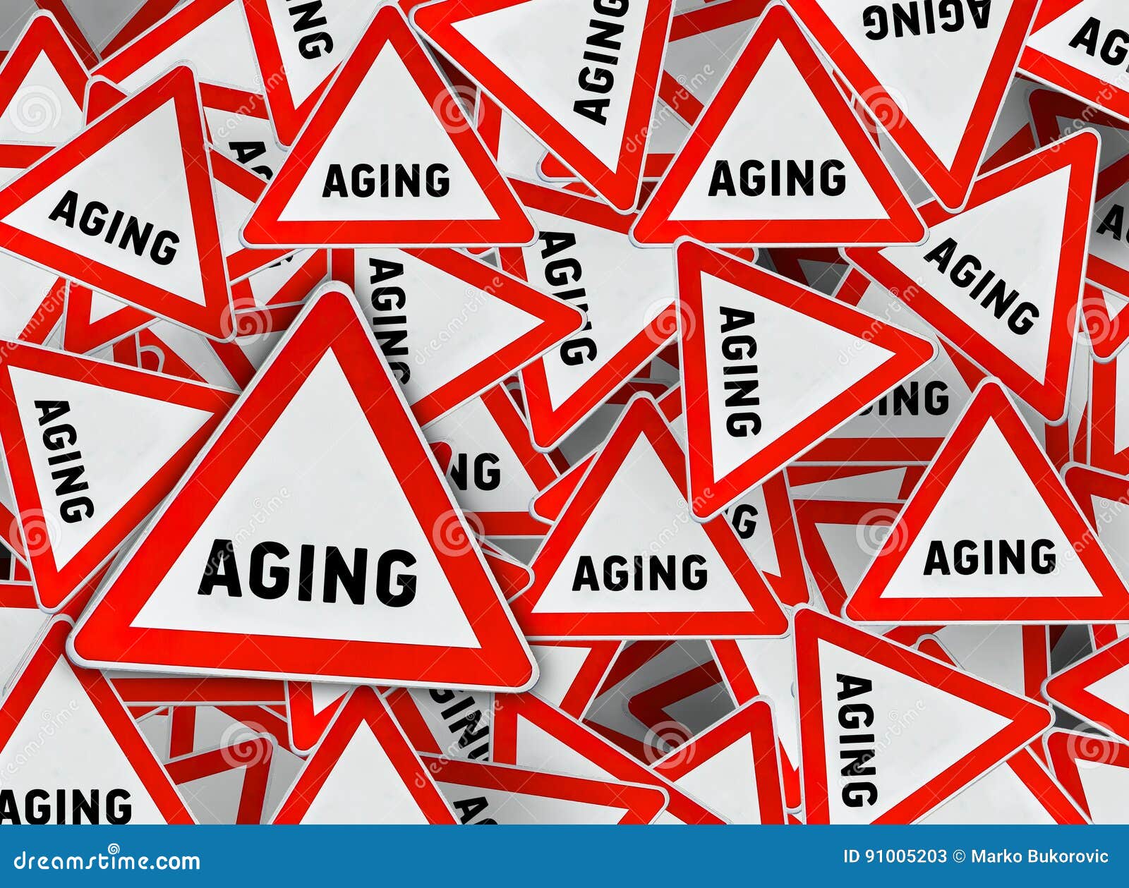 A Lot of Aging on Red Triangle Road Sign Stock Illustration ...