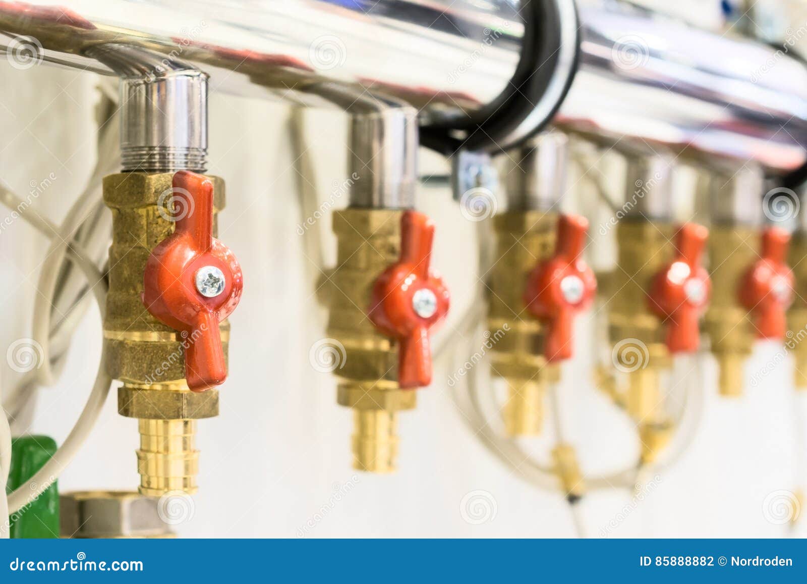 A Lot of Ball Valves, Arranged in a Row. Stock Photo - Image of heat ...