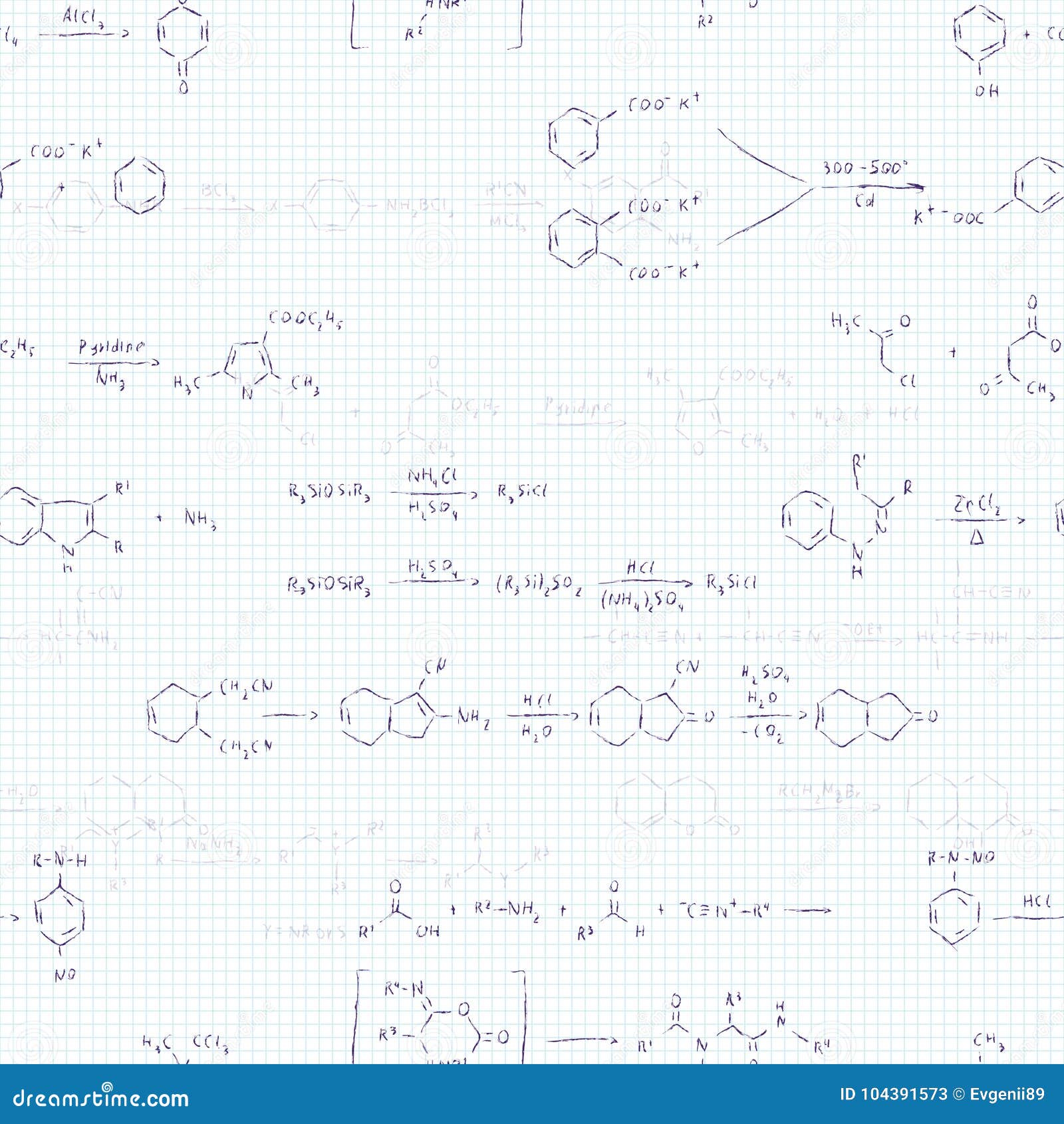Basic Chemical Reaction Equations and Formulas, Pen Lettering on School ...