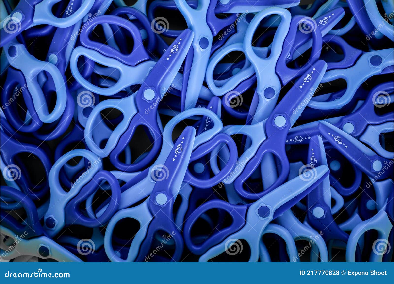A Lot of Blue Craft Scissors for Kids Stock Photo - Image of object ...