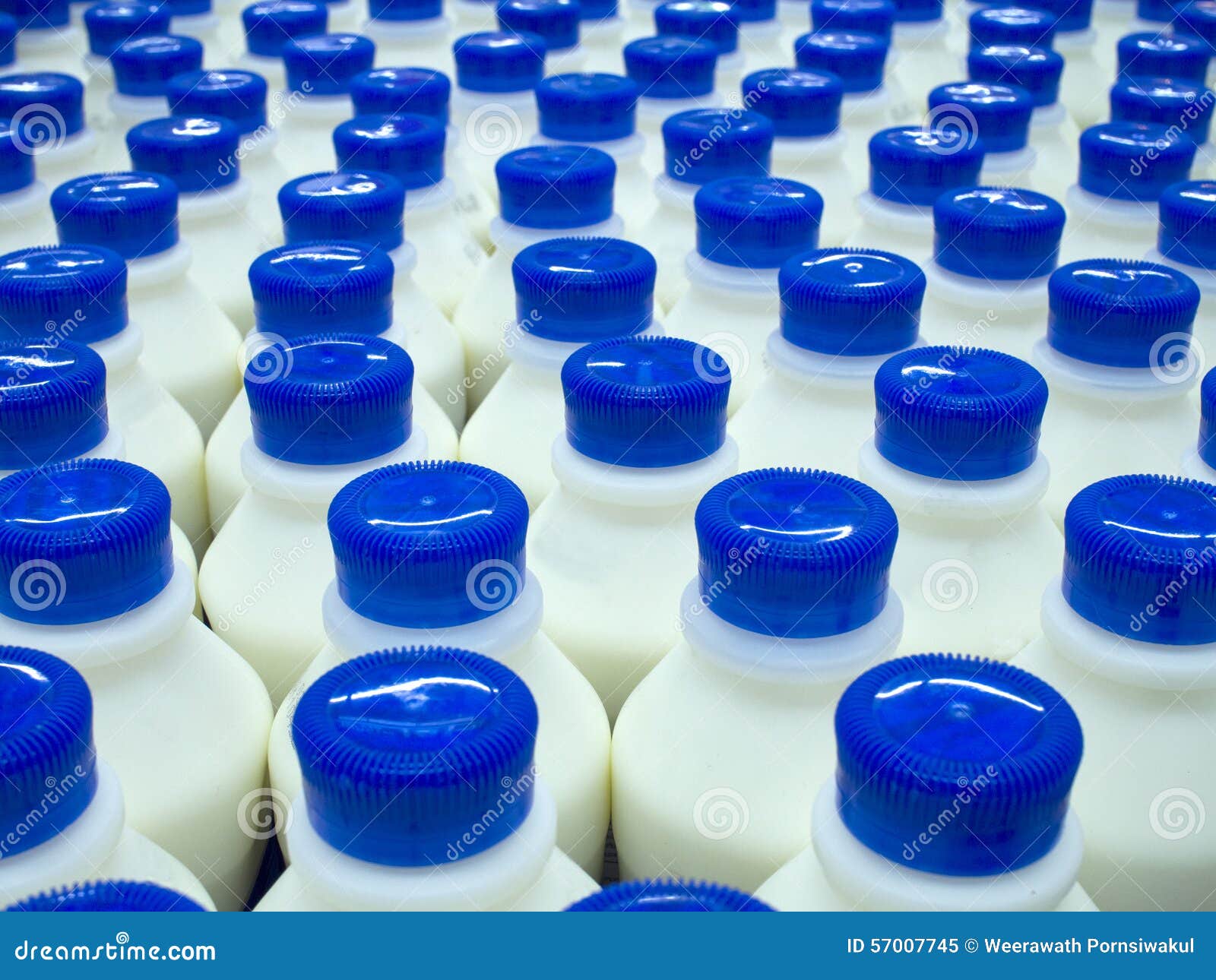 Lot of daily Blue-lid Milk Bottle Stock Image - Image of minerals ...