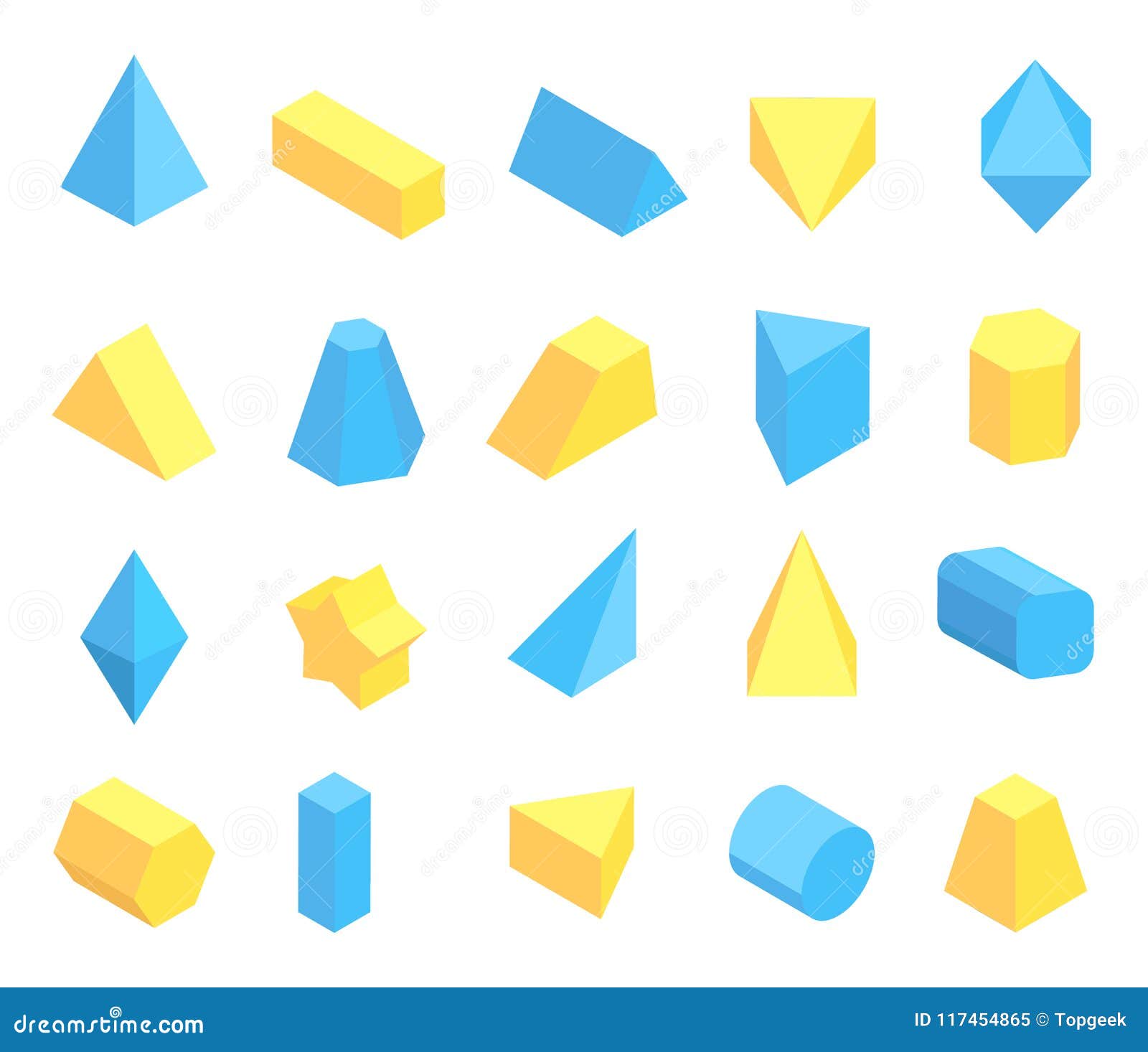 Lot of Blue and Yellow Geometric Figures Poster Stock Vector ...