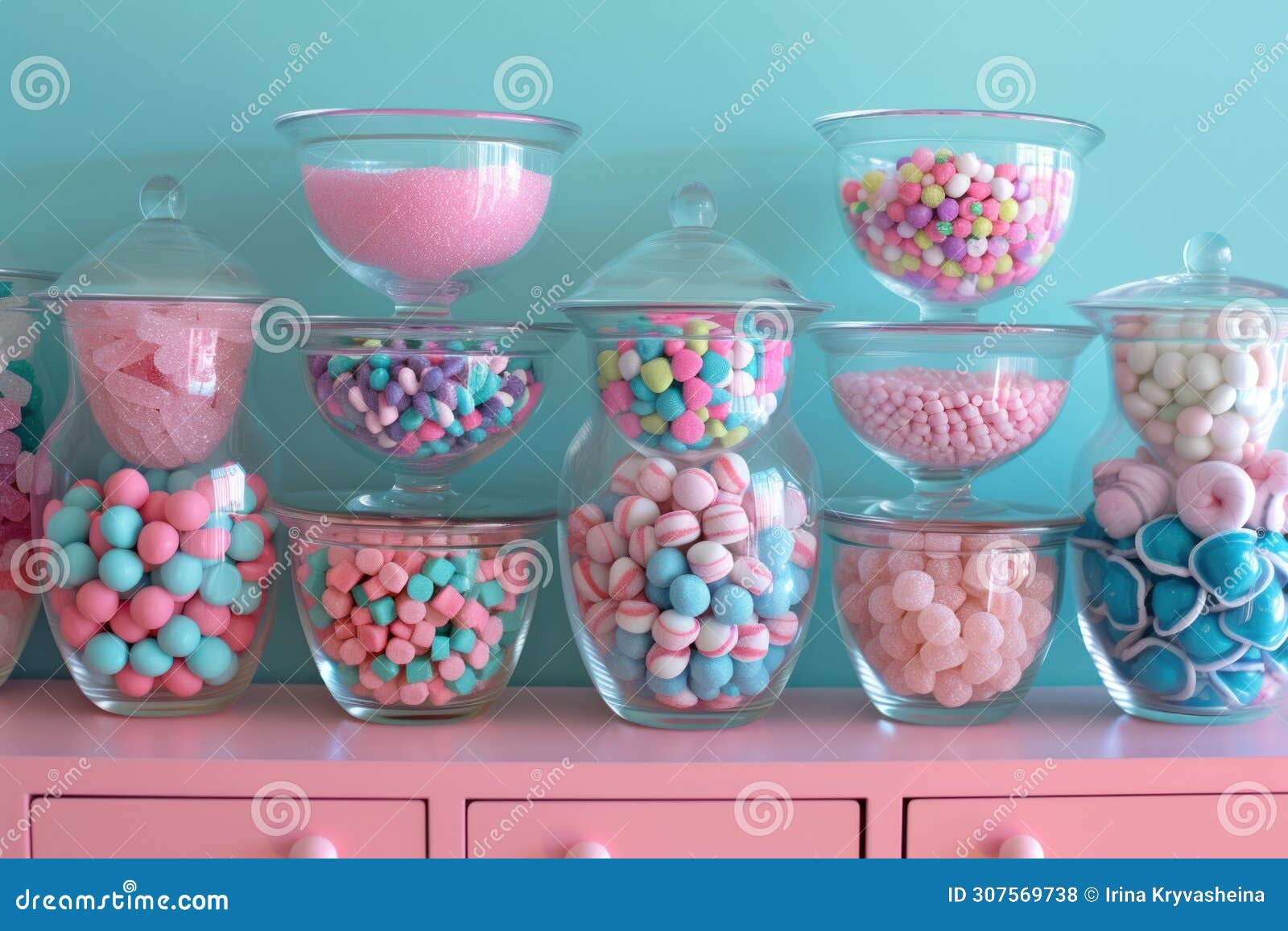 A Lot of Candy are in Clear Plastic Containers Stock Photo - Image of ...