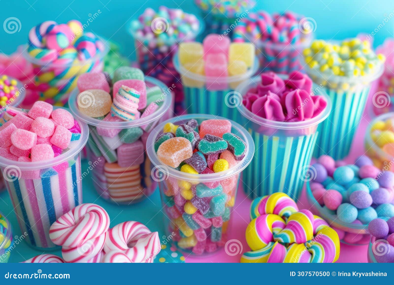 A Lot of Candy are in Clear Plastic Containers Stock Photo - Image of ...
