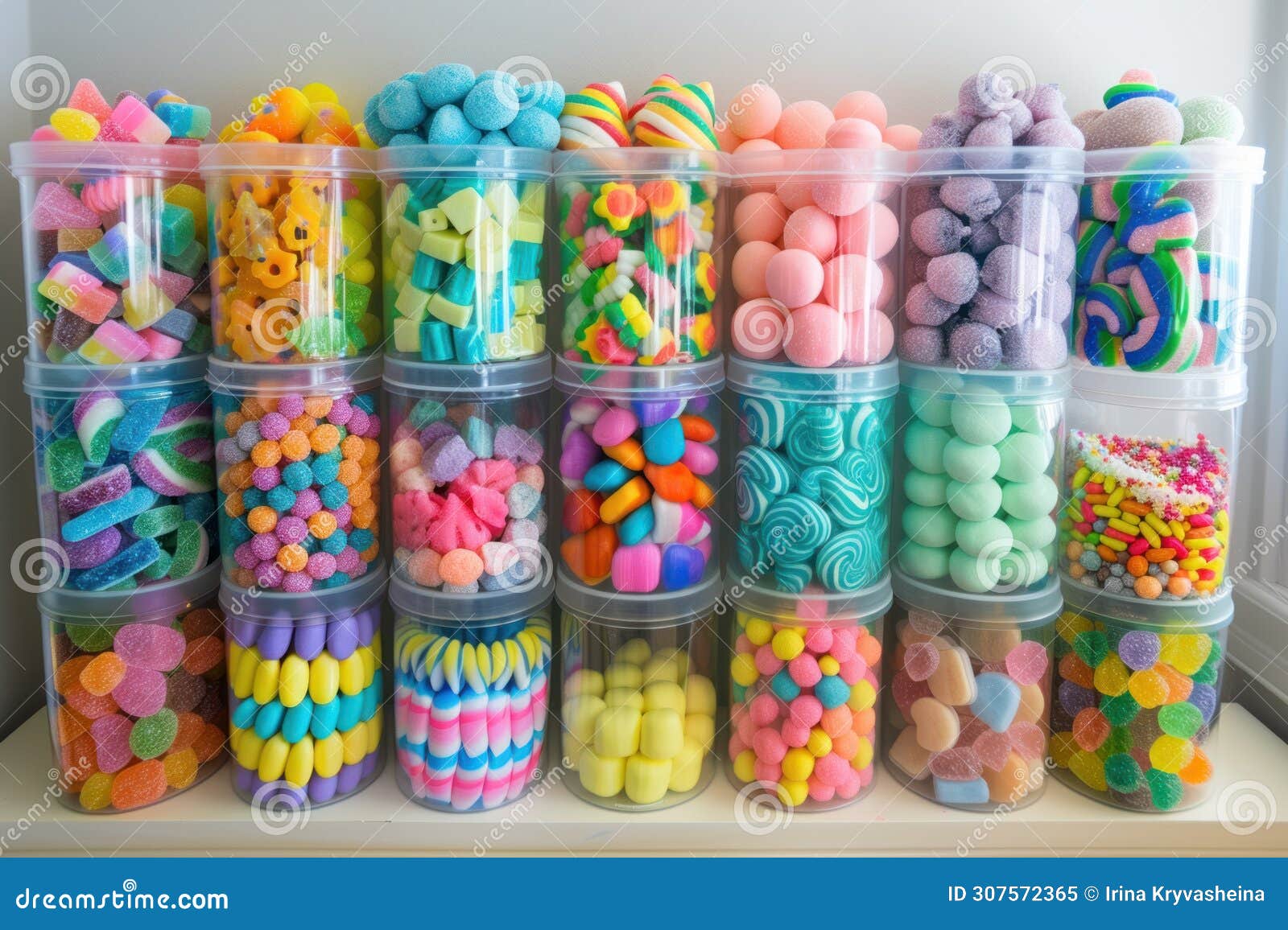 A Lot of Candy are in Clear Plastic Containers Stock Image - Image of ...
