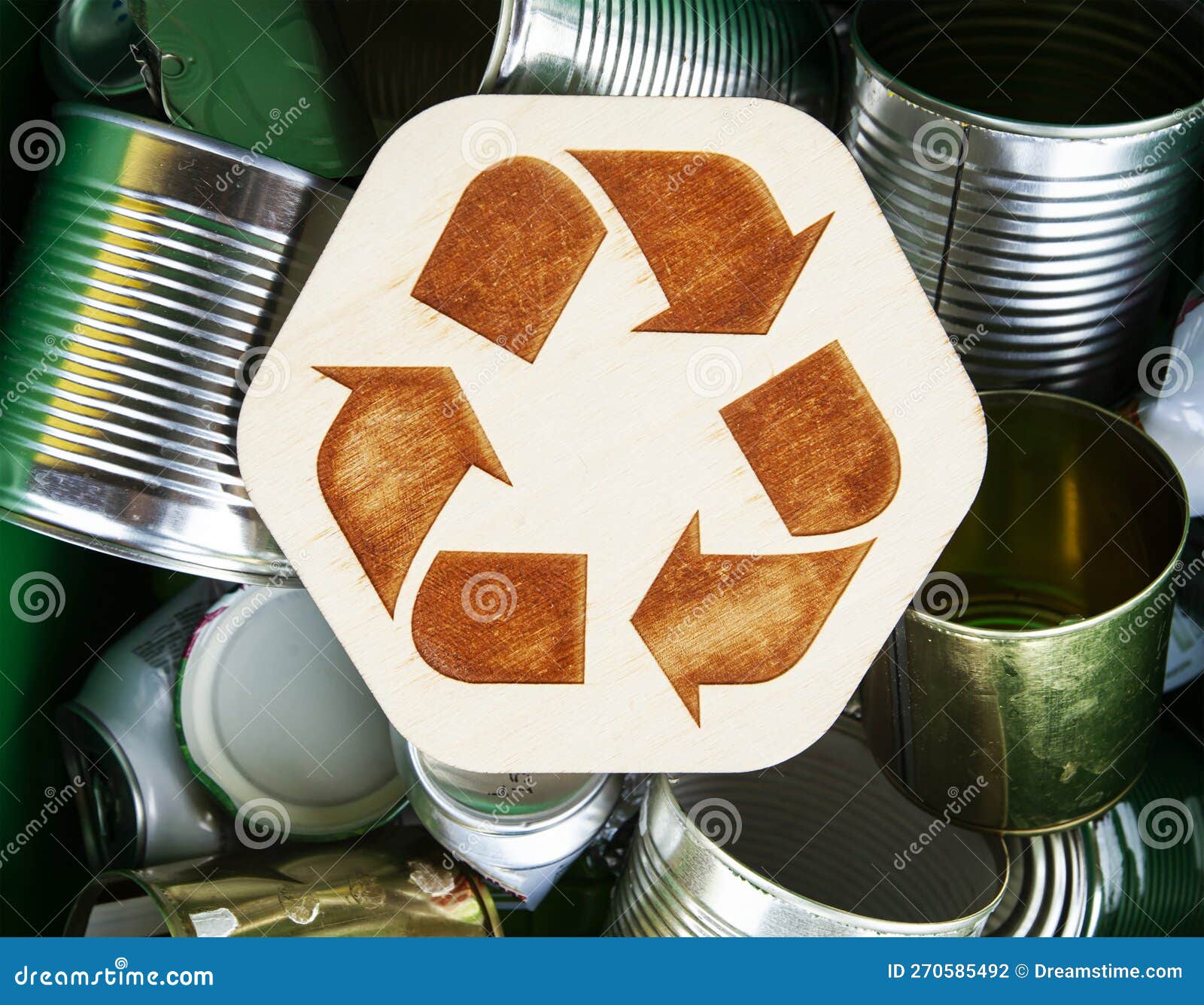 A Lot of Cans in the Trash Bin in the Recycling Icon Stock Photo ...