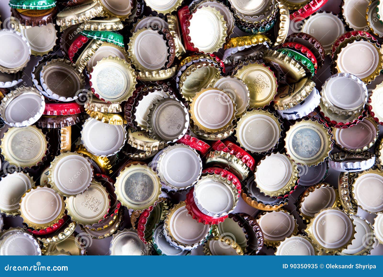 A Lot of Caps of Beer, Top View Stock Image - Image of metallic, macro ...