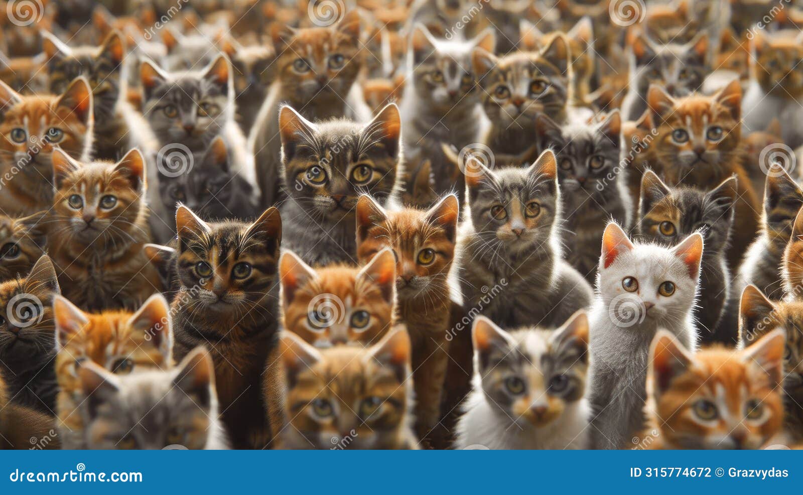 A Lot of Cats of Different Breeds. Background Full of Cute Kittens ...