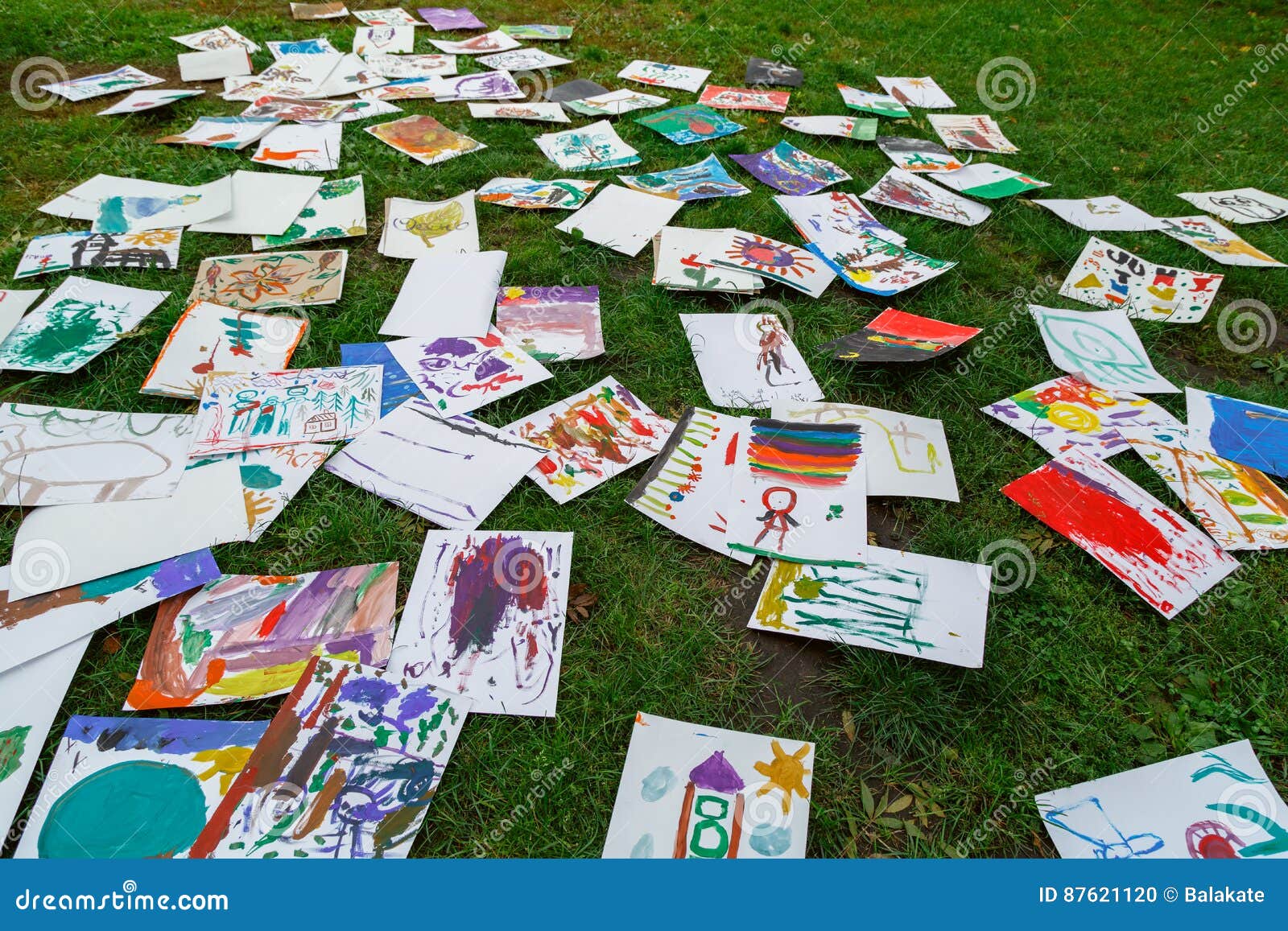 A Lot of Children`s Drawings. Stock Photo - Image of colourful, little ...