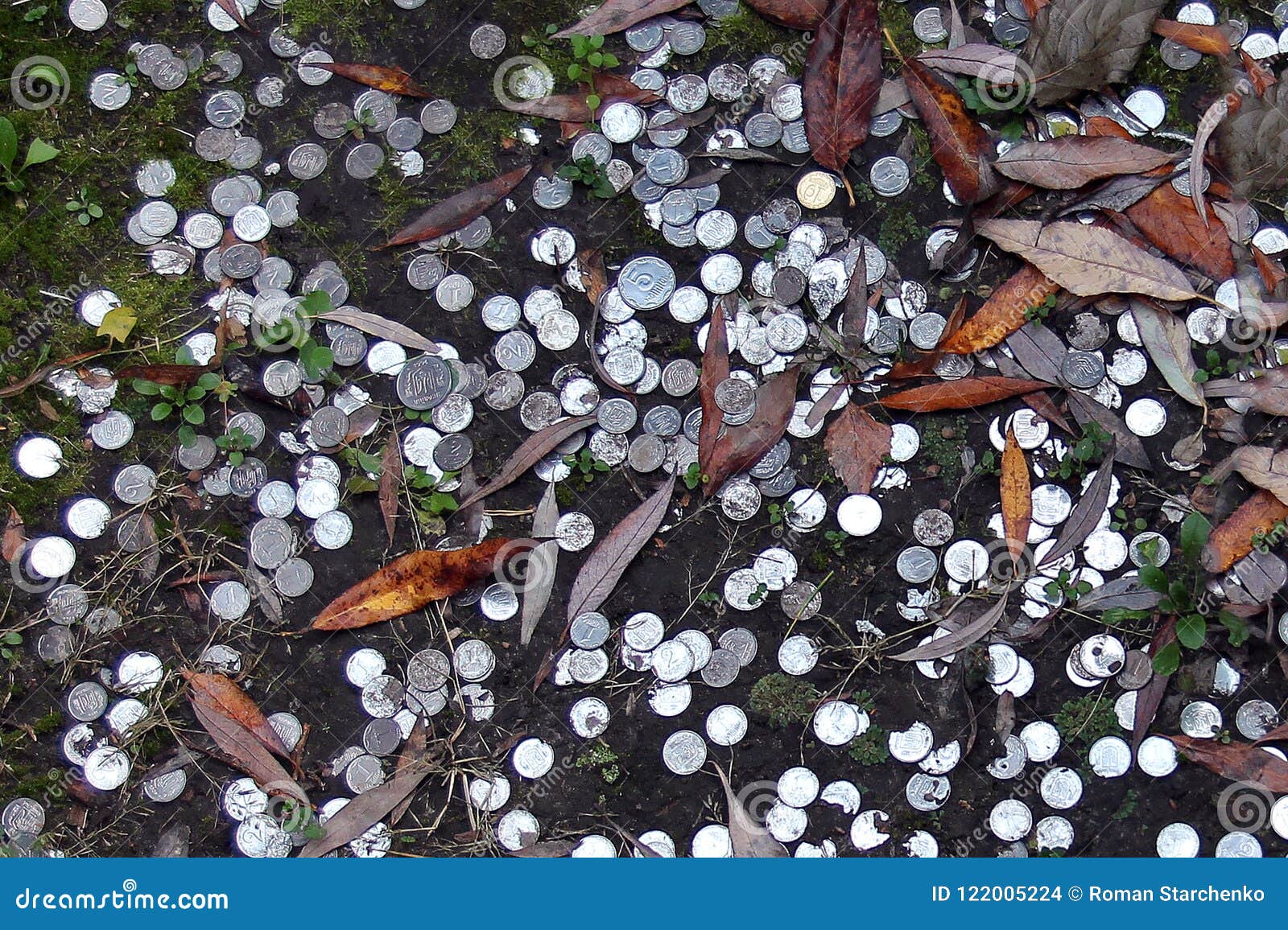 A Lot of Coins Scattered on the Ground Stock Photo - Image of currency ...