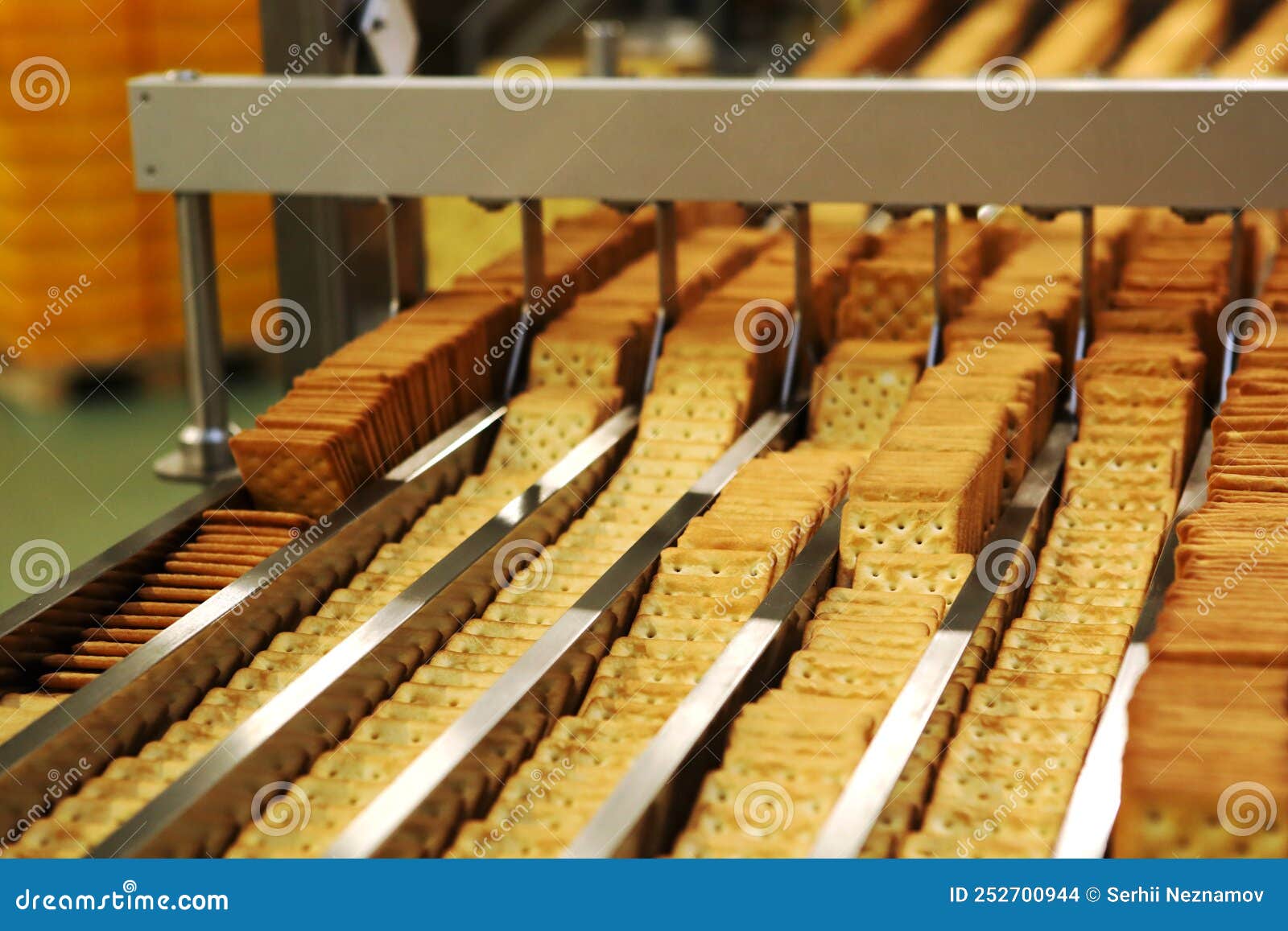 A Lot of Cookies on the Production Line. the Flow of Sweets before ...