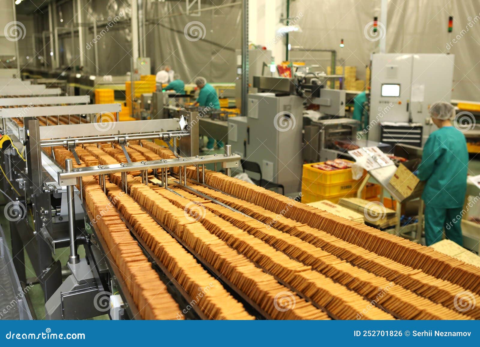 A Lot of Cookies on the Production Line. the Flow of Sweets before ...