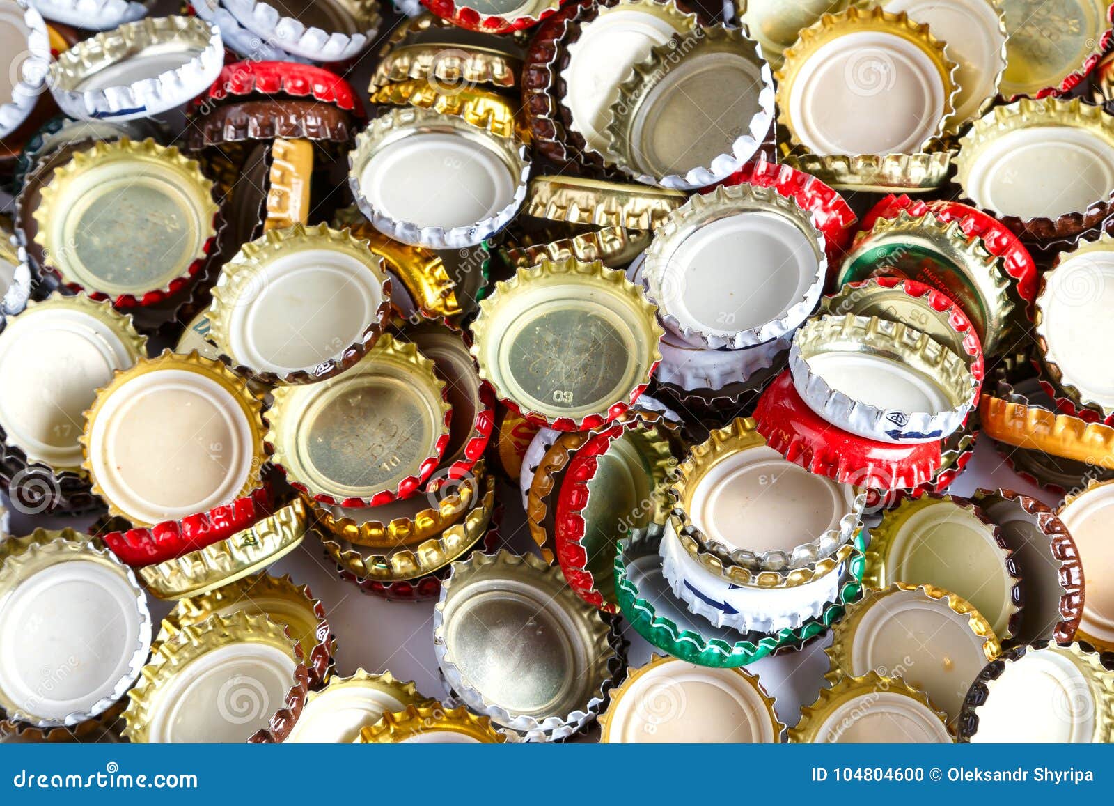 A Lot of Covers from Beer Background Stock Photo - Image of aluminum ...
