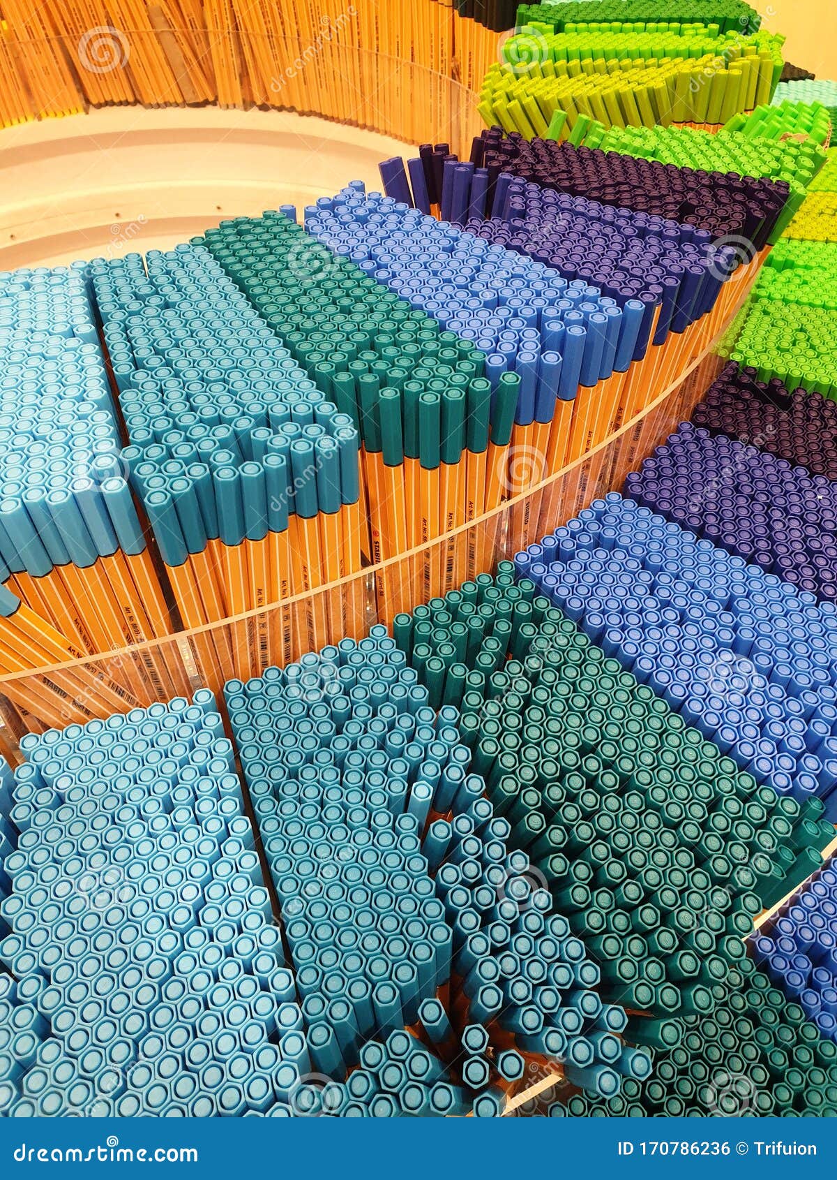 A Lot of Different Color Ballpoint Pens, a Top View Editorial Photo ...