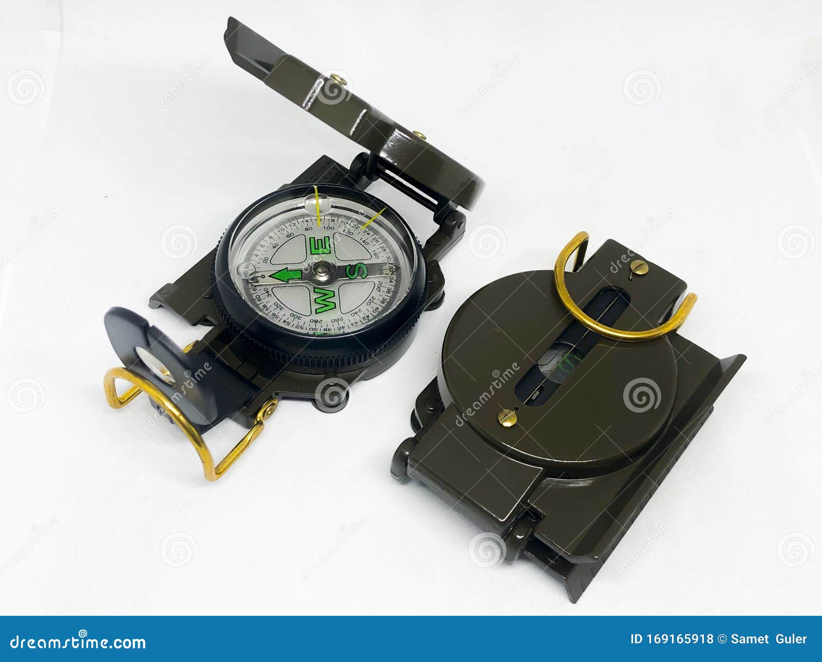 Compass Assortment and White Background Stock Photo - Image of isolated ...