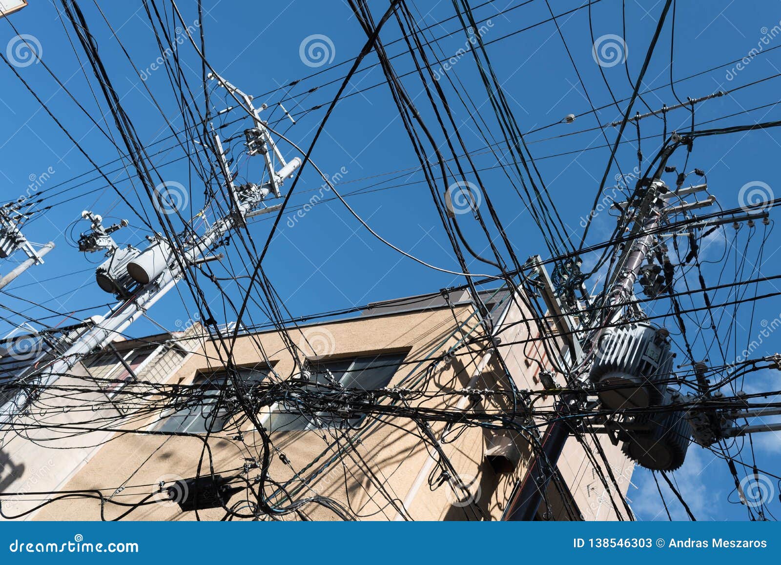 Bunch of Electrical Wires on Stanchion Stock Image - Image of votlage ...