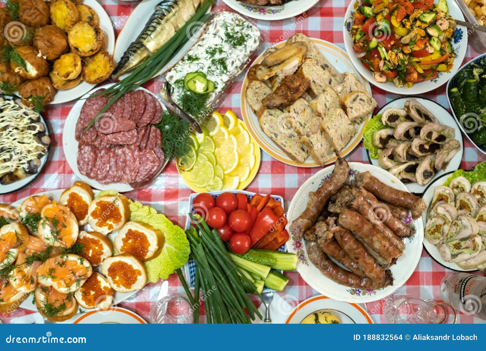 A Lot of Different Food on the Banquet Table.a Large Number of Prepared ... A Lot of Different Food on the Banquet Table.a Large Number of Prepared ...