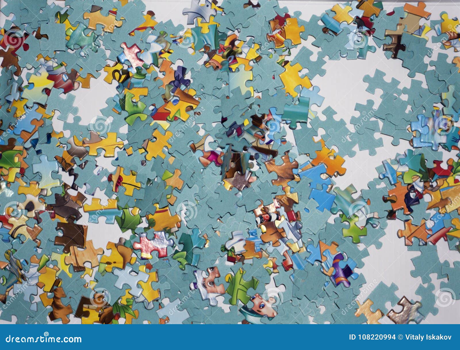 A Lot of Different Puzzles in Different Colors Stock Photo - Image of ...