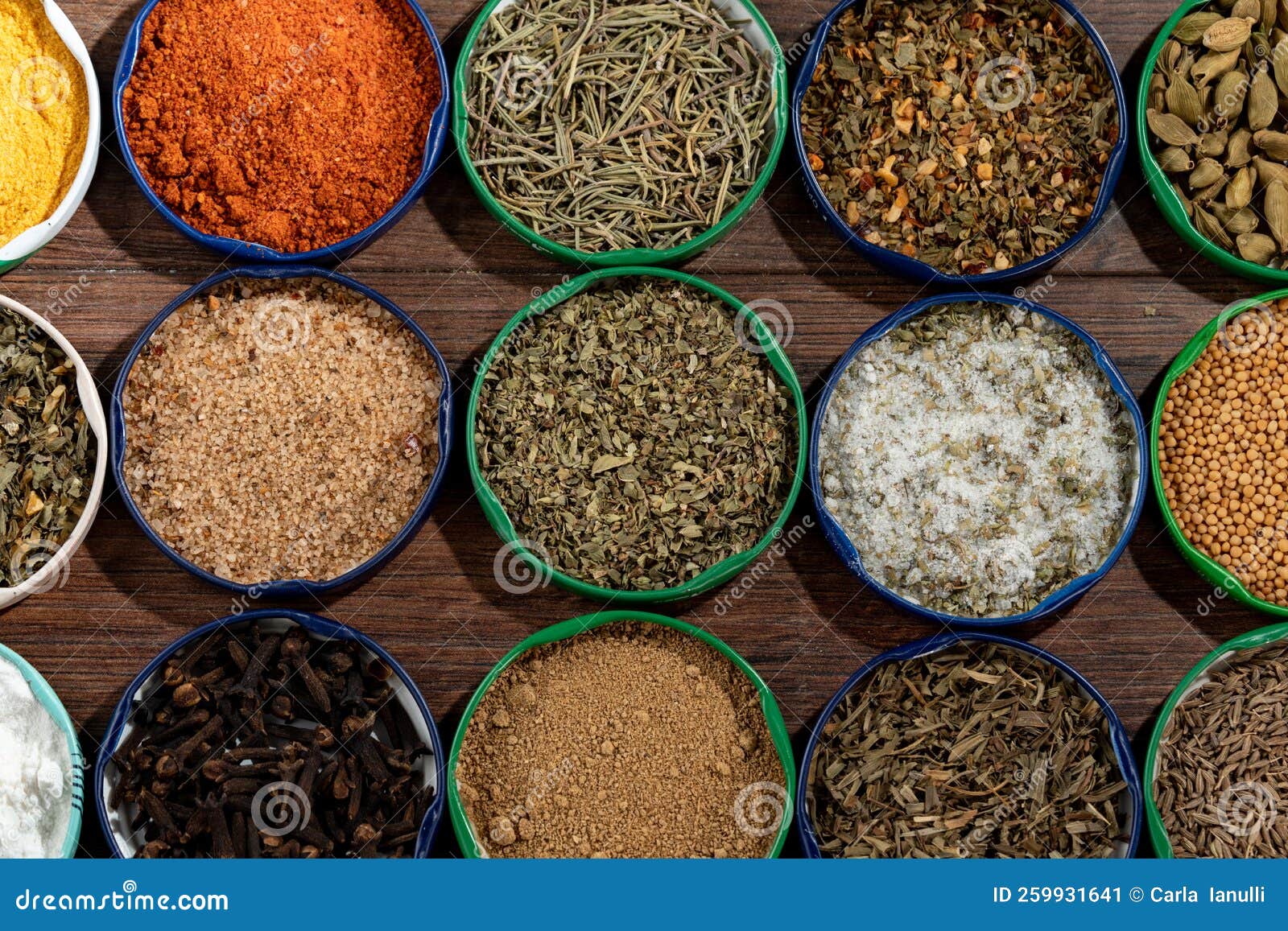 A lot of different spices stock image. Image of green - 259931641