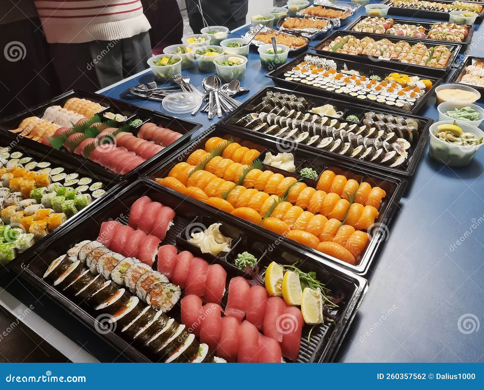 A Lot Different Sushi on Table. Impresive View Stock Photo - Image of ...